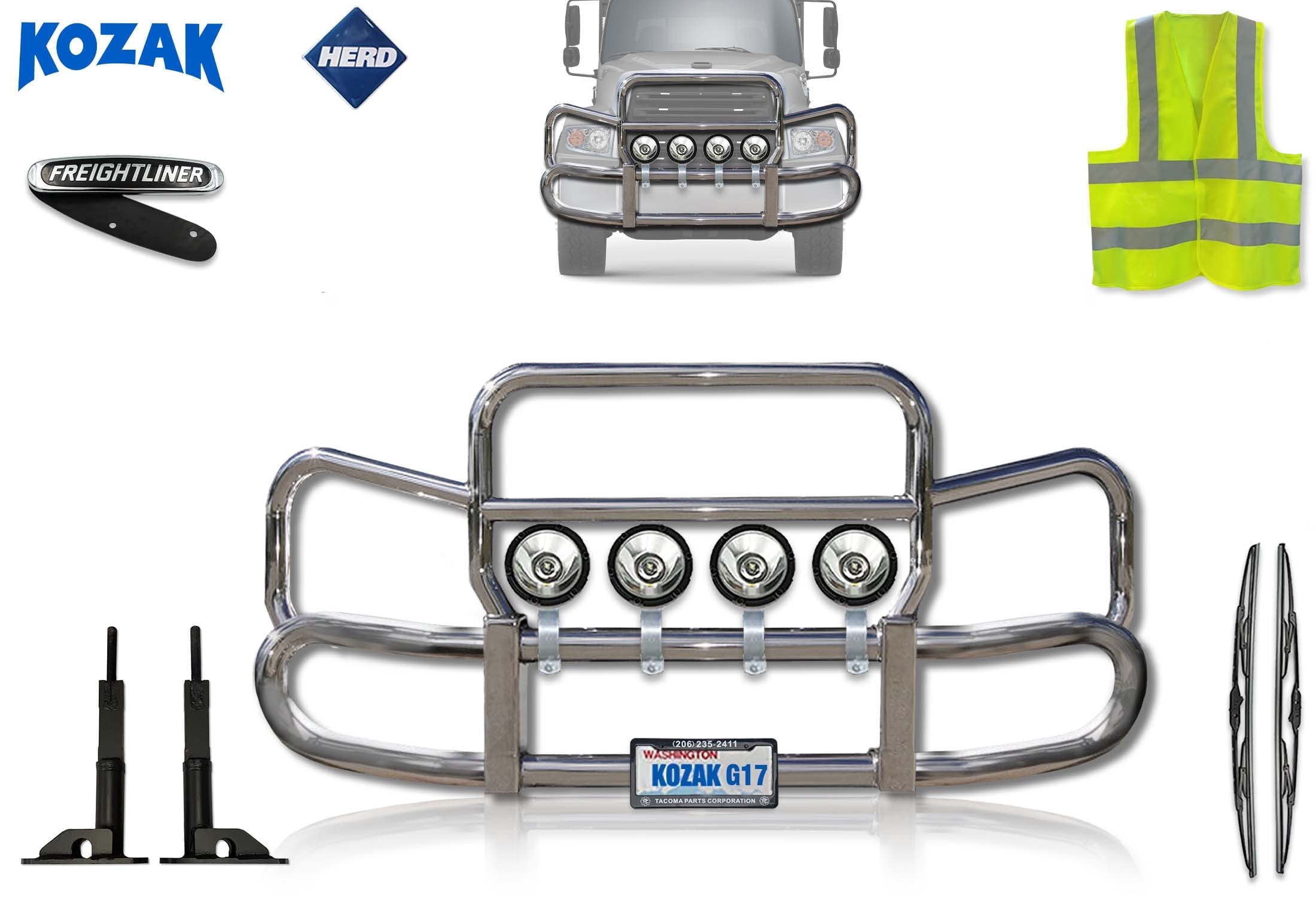 Kozak Semi Truck Herd 300 Freightliner FL 114 SD SBA 2012-2022 Grille ...