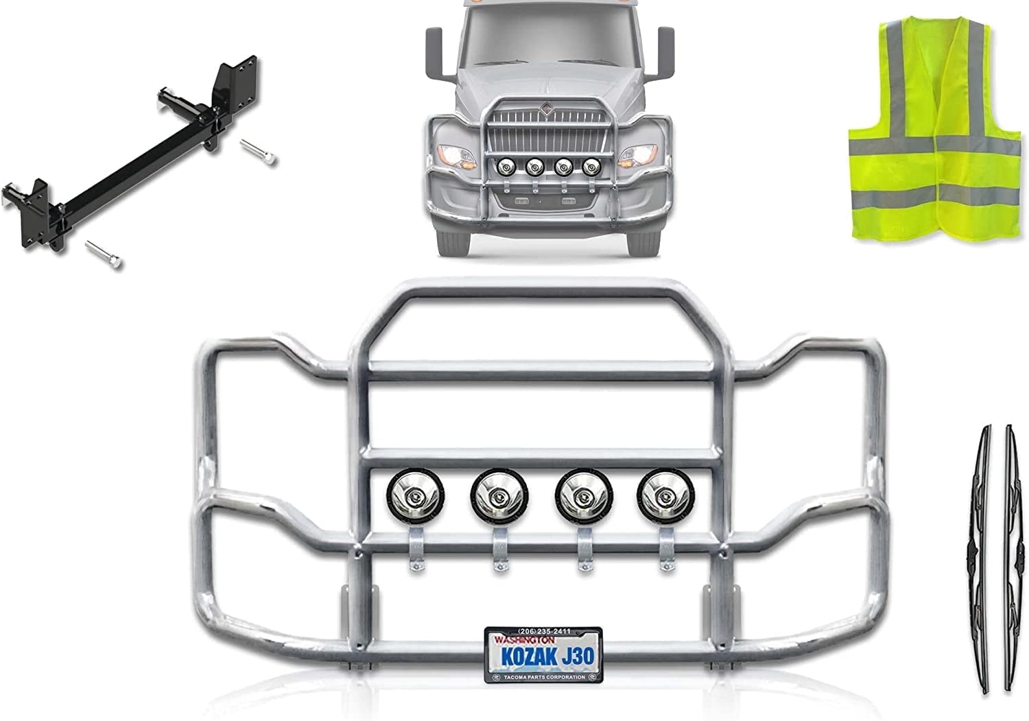 Kozak Semi Truck International LT LT625 Plastic Bumper with Central Fog ...