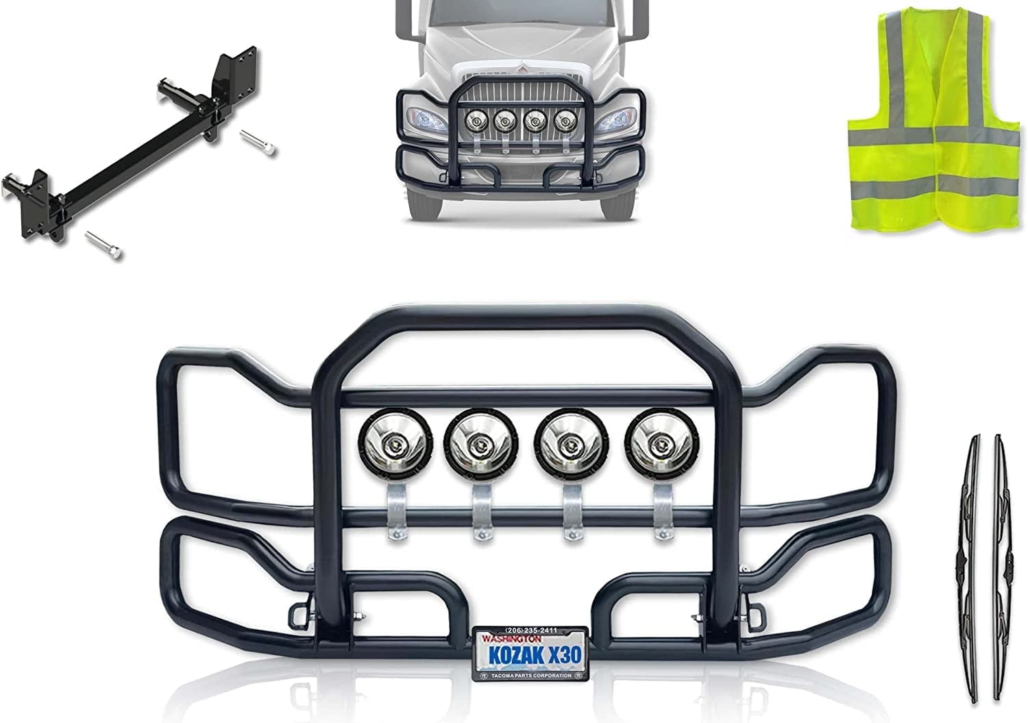 Kozak Semi Truck International RH Front Grille Deer Moose Brush Bumper ...