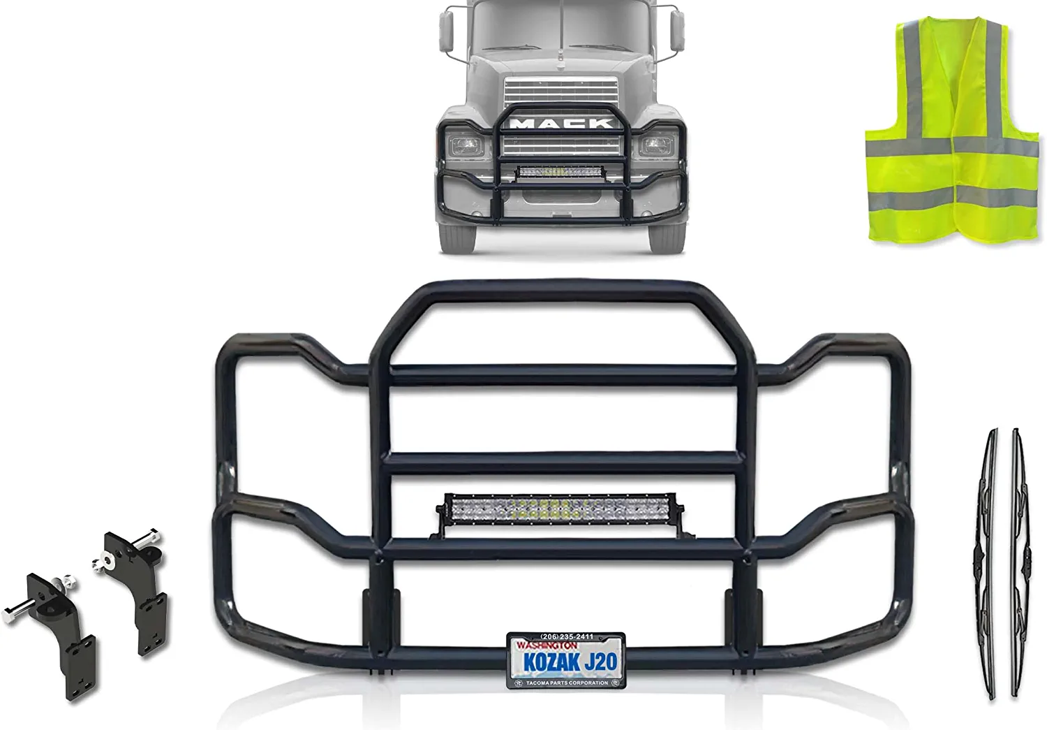 Kozak Semi Truck Mack CH Set-Back 2004+ Front Grille Deer Bumper Guard ...