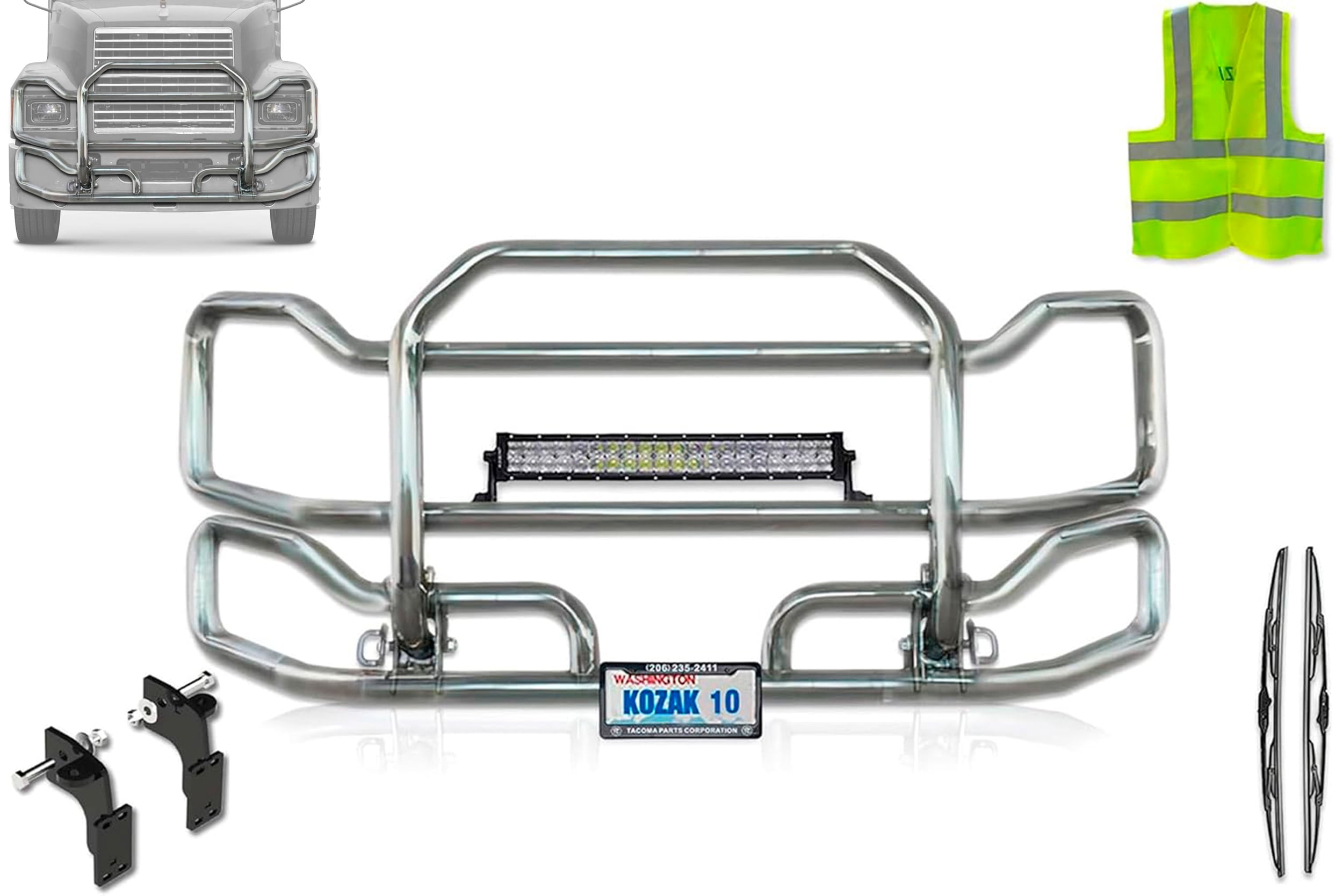 Kozak Compatible with Mack CH Set Back 2004+ Front Grille Deer Bumper ...