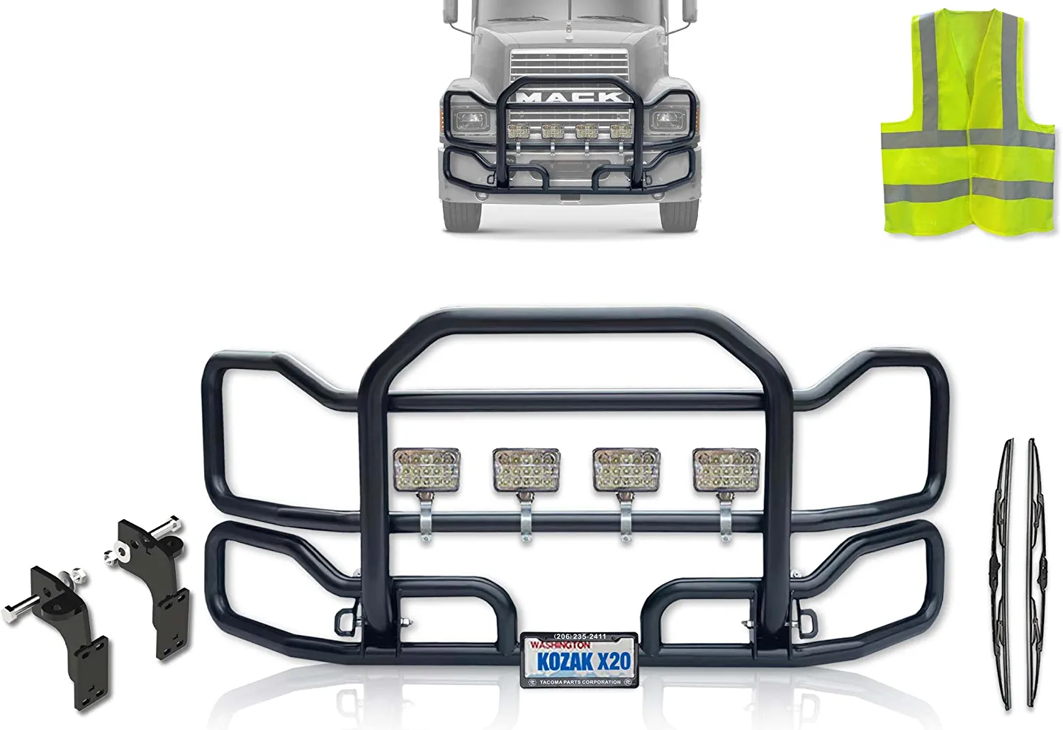 Kozak Semi Truck Mack CH Set-Back 2004+ Front Grille Deer Moose Brush ...