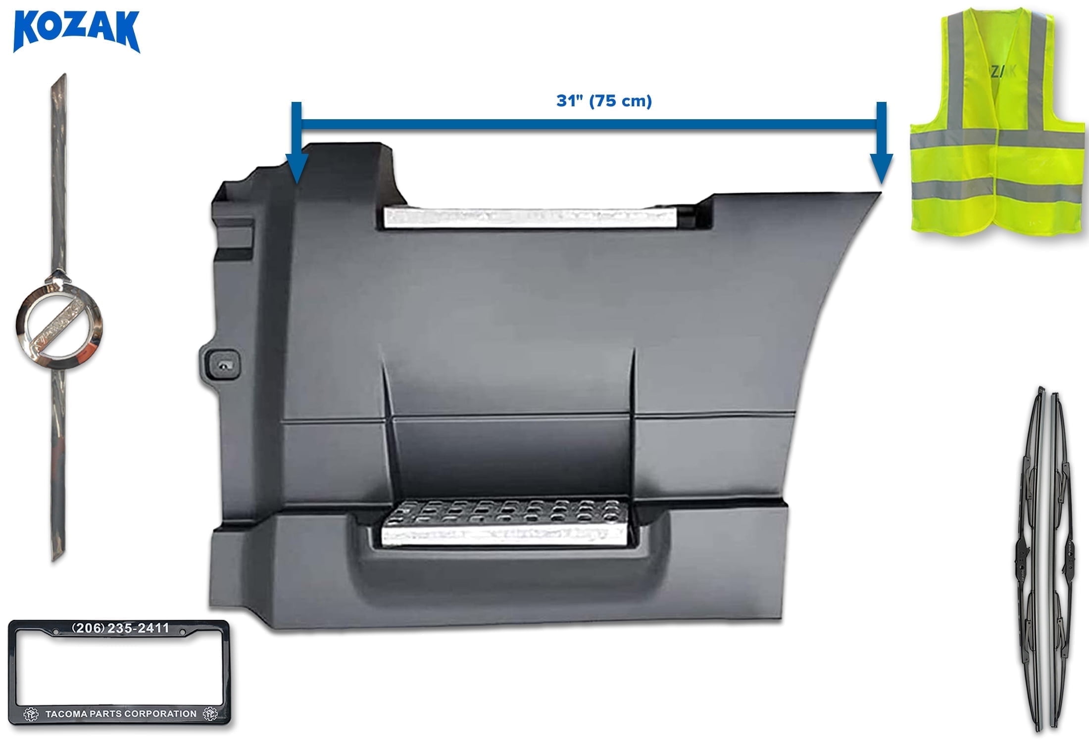 Kozak Semi Truck Rear Step Side Fairing Panel for Volvo VNL 2018+, 31 ...