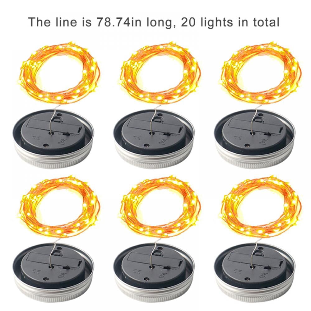 Kozart 6 Pack Jar Lights With Hangers(NO Jars), 20 LED Solar Warm White ...