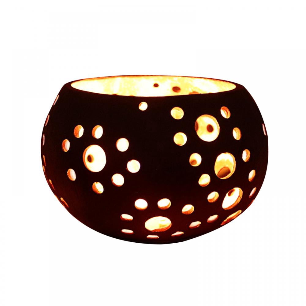 Kozart Coconut Shell Wood Candle Holders with Coconut Scented Tealight ...