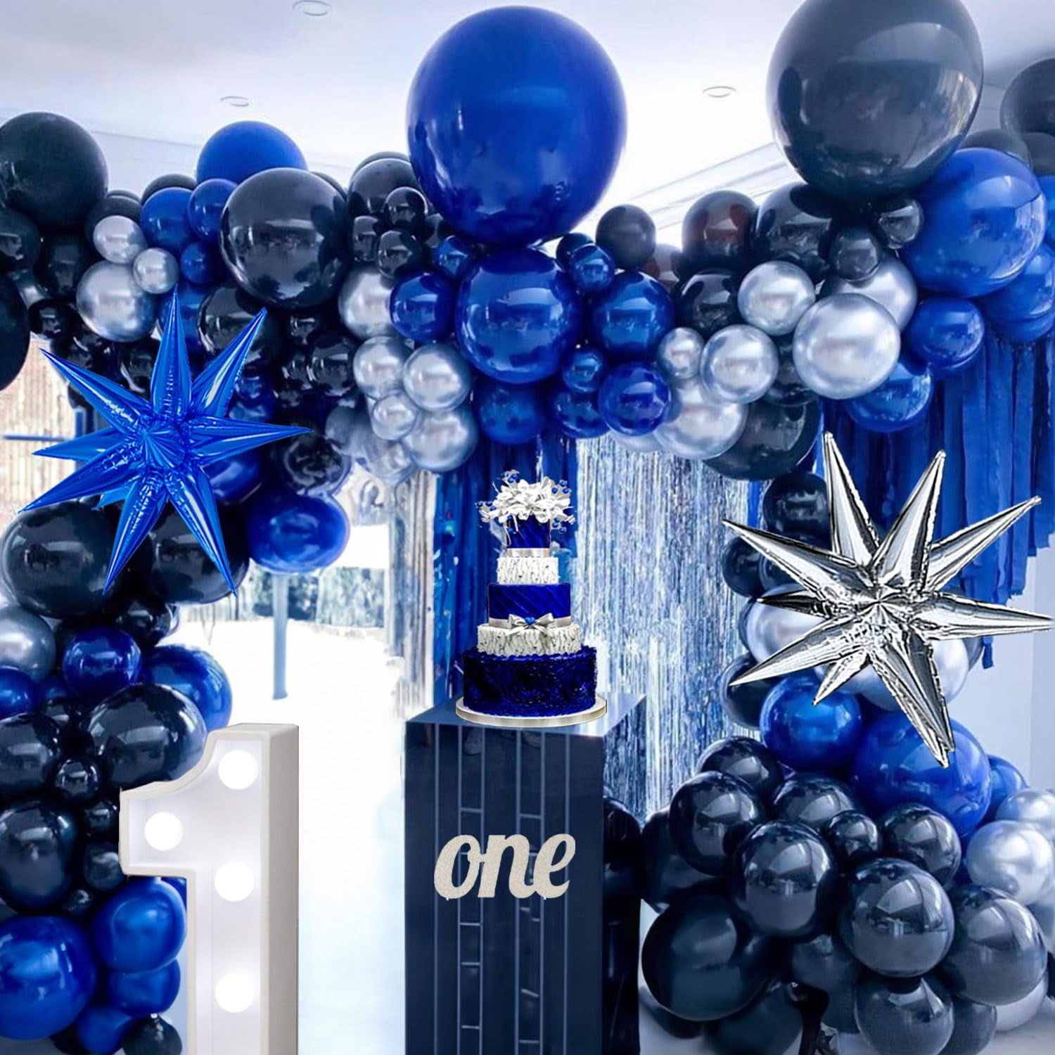 Blue Black Silver Decorations