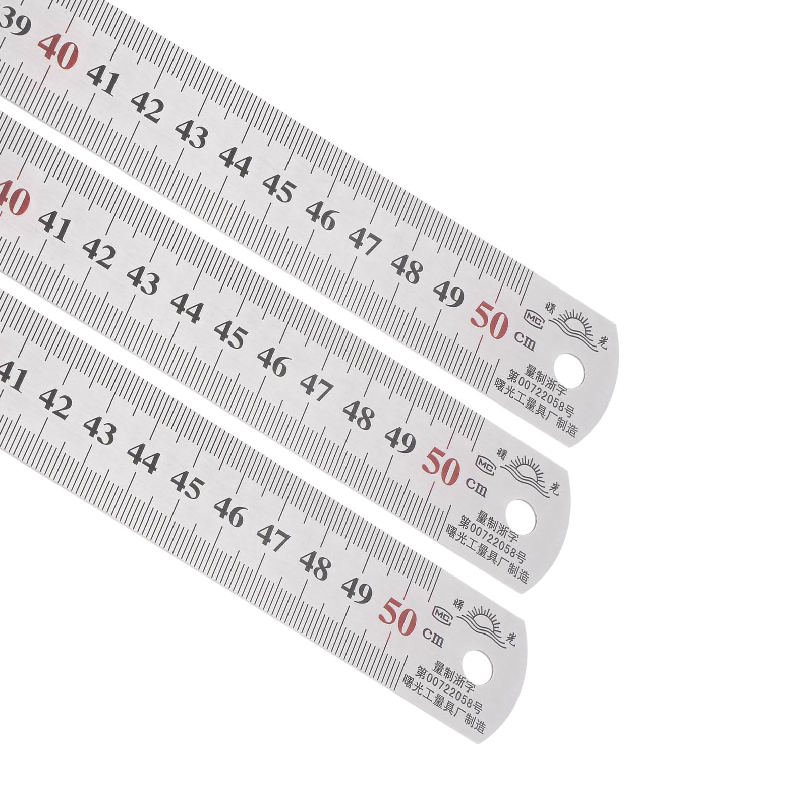 Kozelo 3pcs Stainless Steel Ruler - [50cm/20 Inch x 1/28 Inch x 1-1/7 ...