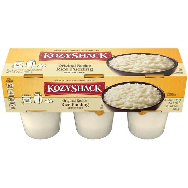 Kozy Shack Simply Original Recipe Dairy-Free Rice Pudding Snacks, 24 oz ...