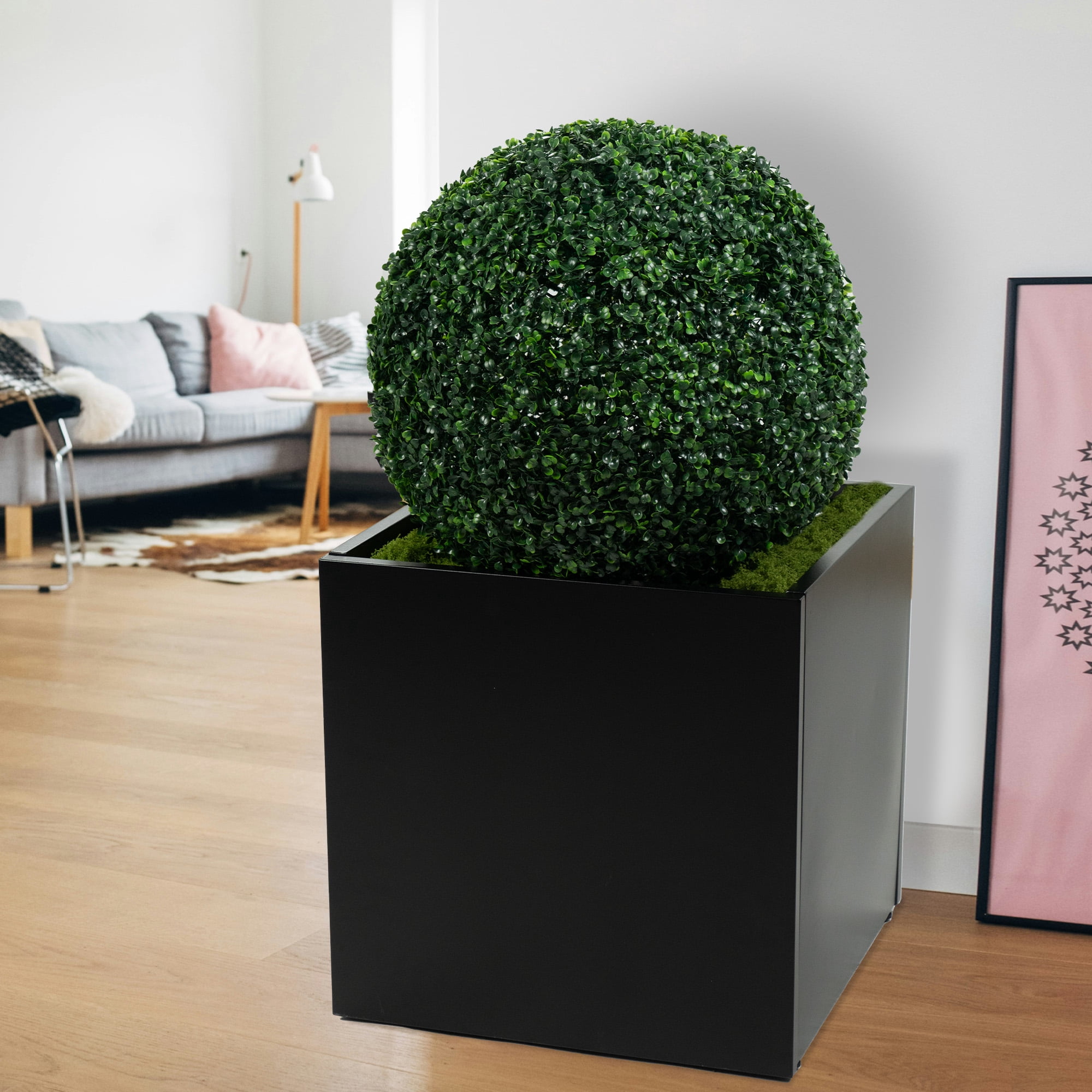 Kozyard 20'' Cube Metal Planter Steel Planter Box Black Steel Flower ...