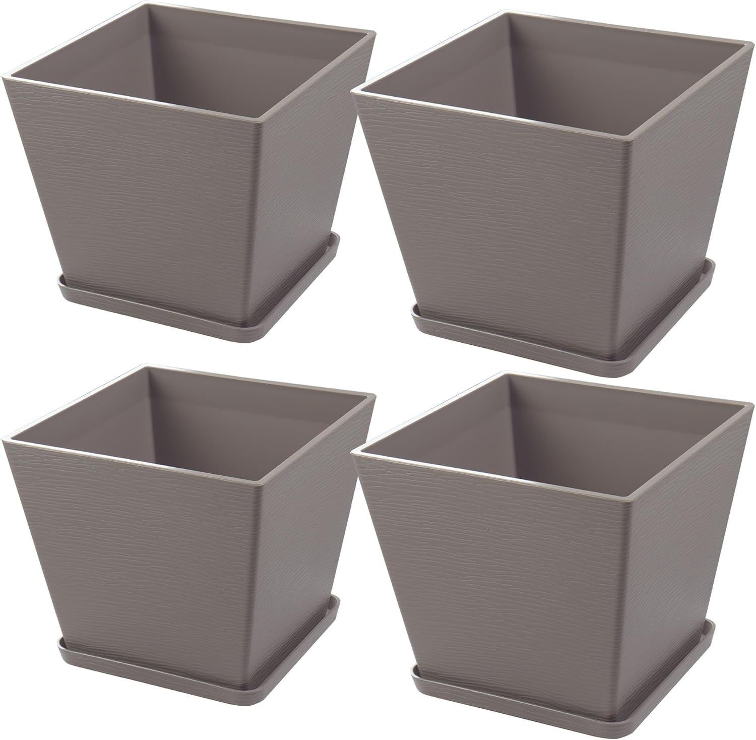 Kozyard 4Packs Taper Planter Indoor Outdoor Plant Pots with Tray ...