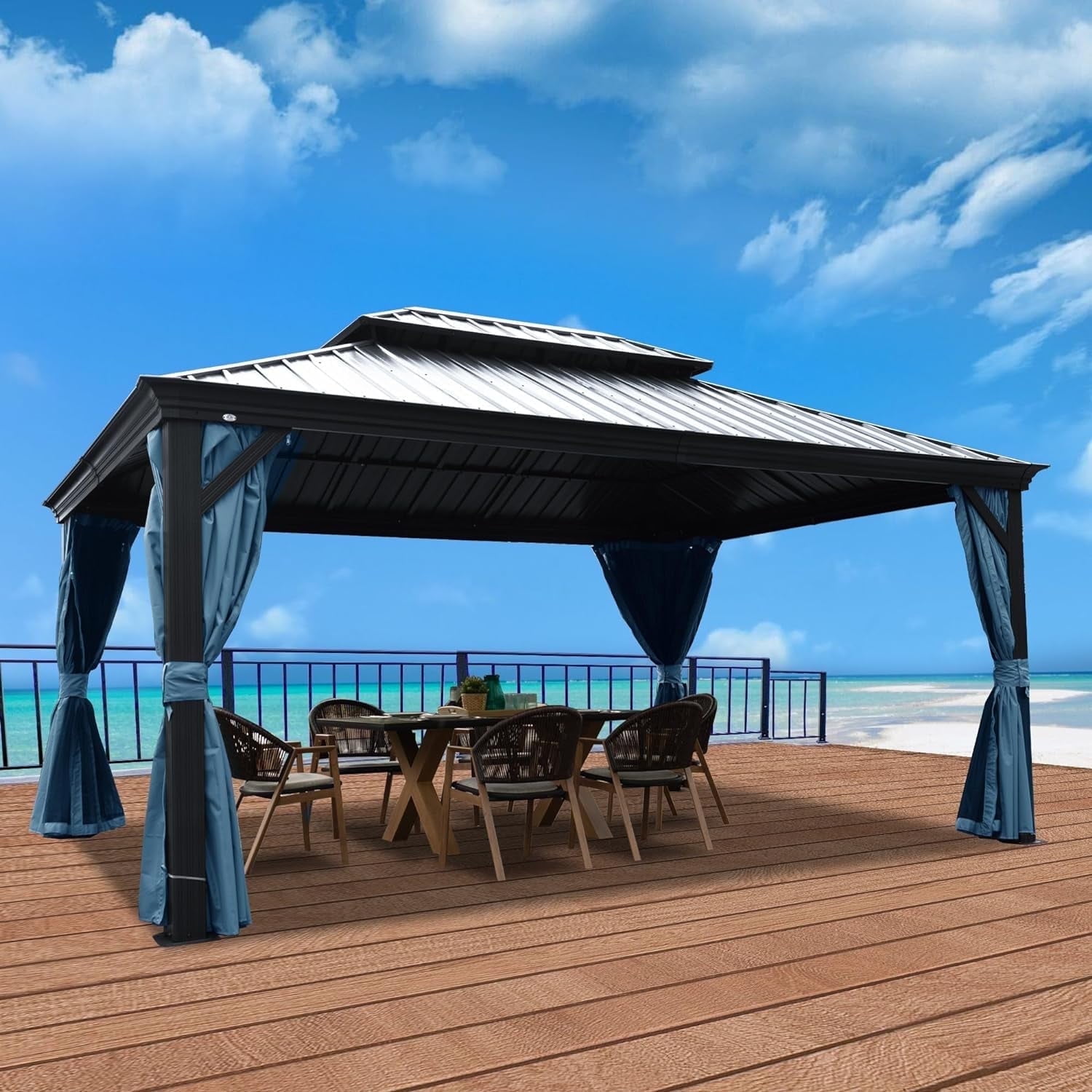 Kozyard Alexander 12'x16' Hardtop Gazebo, Aluminum, Mosquito Net ...