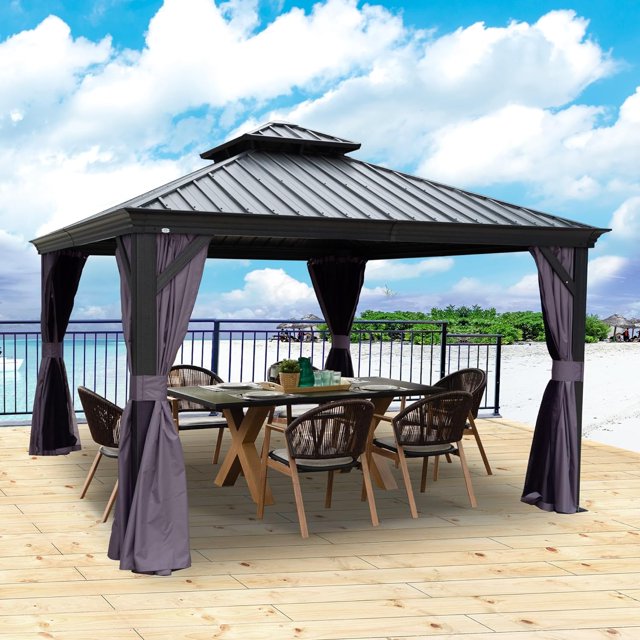Kozyard Alexander 12'x12' Hardtop Gazebo, Aluminum, Steel Roof, with ...