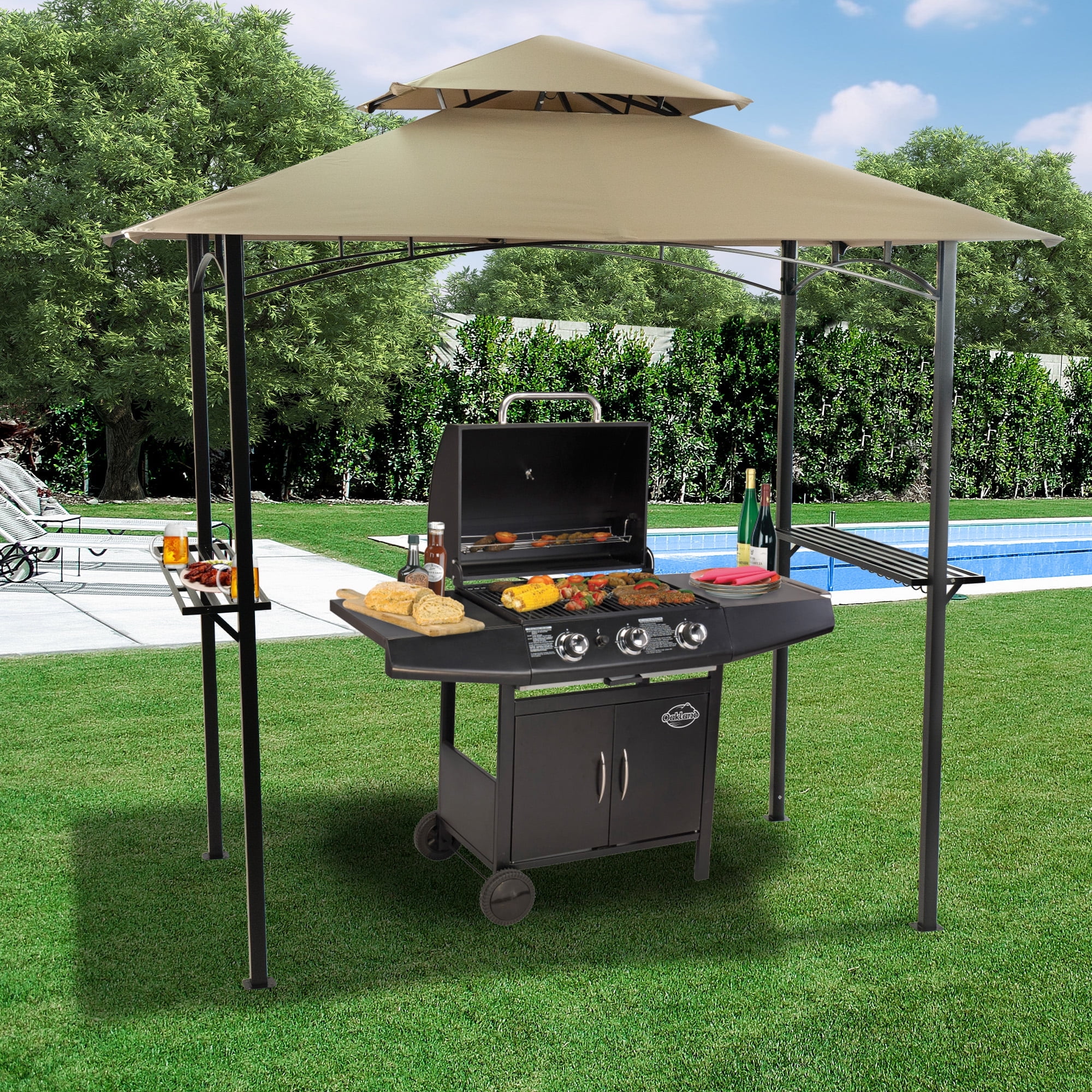Kozyard Andra Hardtop BBQ Patio Furniture, 8ft x 5ft Metal Grill Gazebo ...