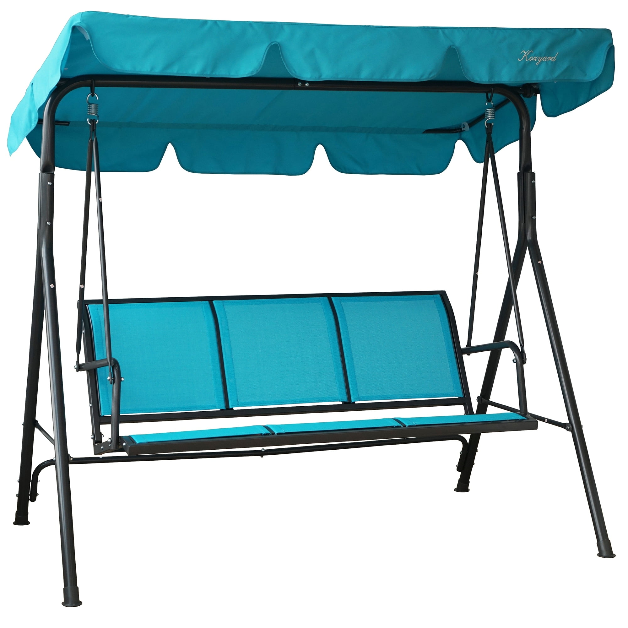 Kozyard Belle Outdoor Canopy Porch Swings with Steel Frame 3 Person ...