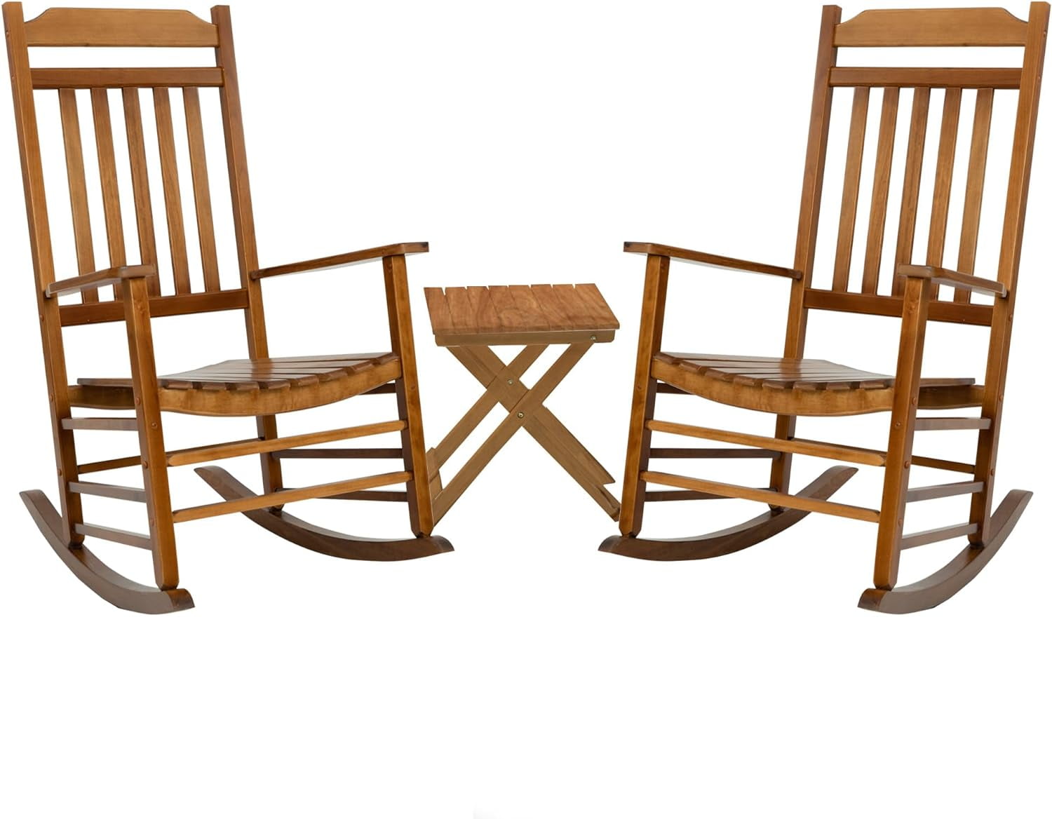 Kozyard High Back Slat Rocking Chair, Solid Wood Outdoor Rocking Chair ...