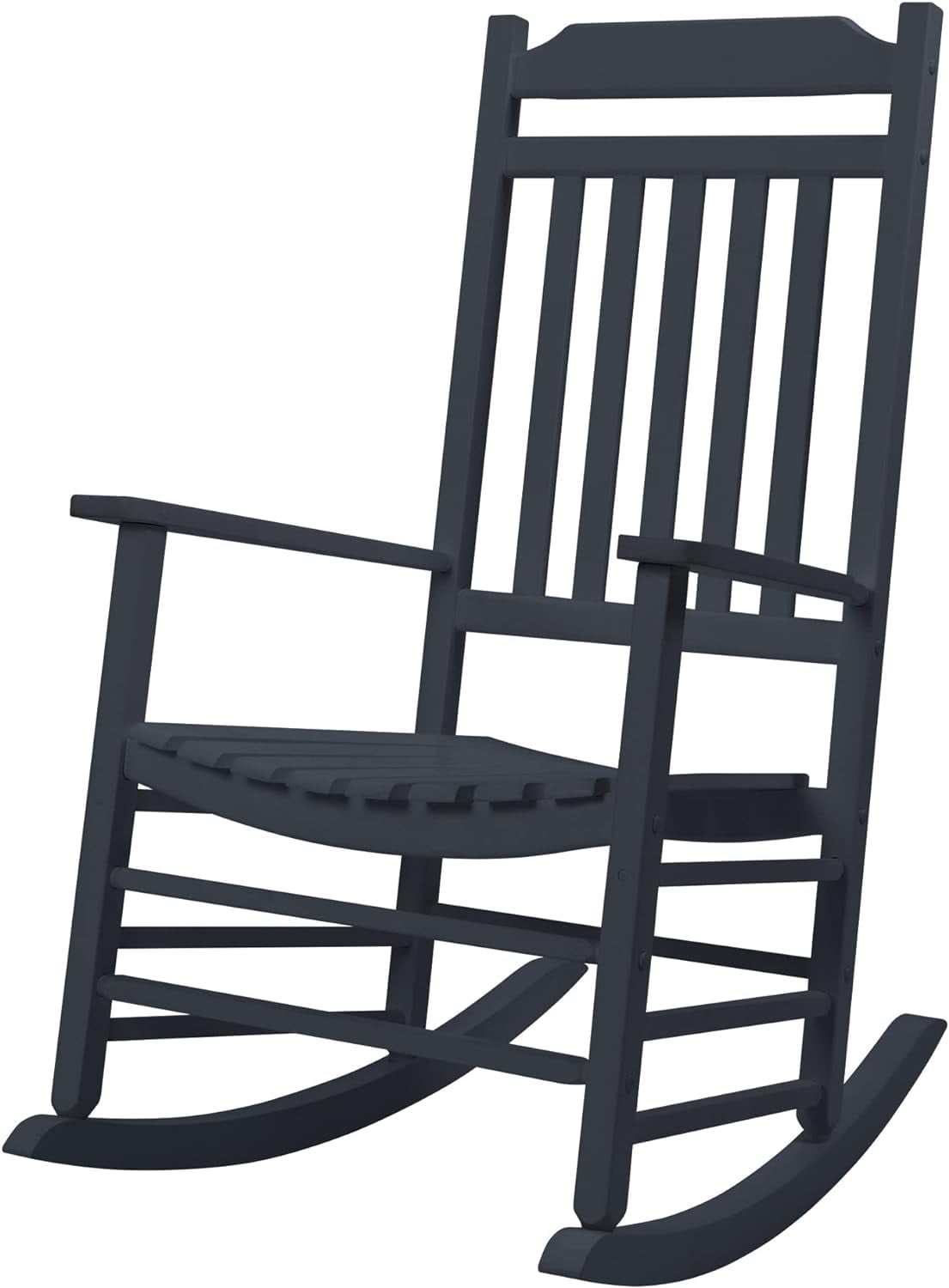 Kozyard High Back Slat Rocking Chair, Solid Wood Outdoor Rocker ...