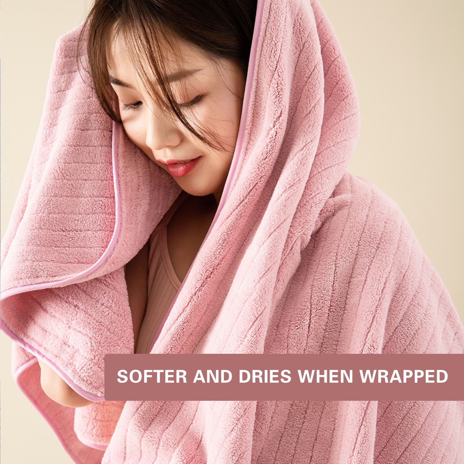 Kpamnxio Towel Discount Selection! Pink Polyester-Cotton Blend Bath ...