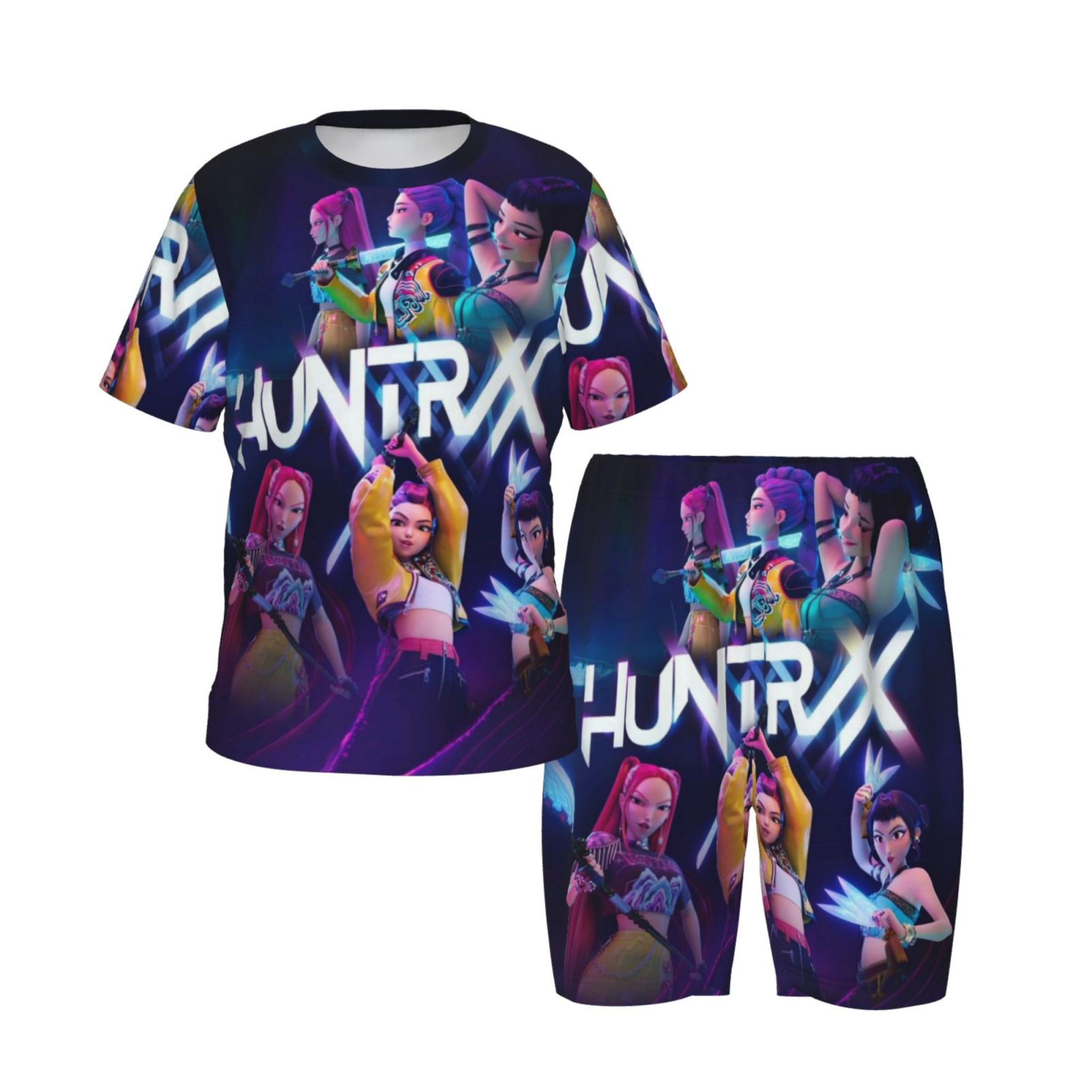 Kpo-p Demon Hun-ter 2-Piece Cozy Pajamas Short Sleeve Cool Summer Short ...
