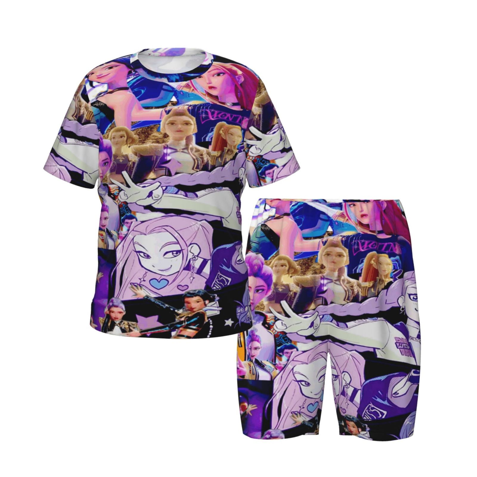 Kpo-p Demon Hun-ter 2-Piece Cozy Pajamas Short Sleeve Cool Summer Short ...