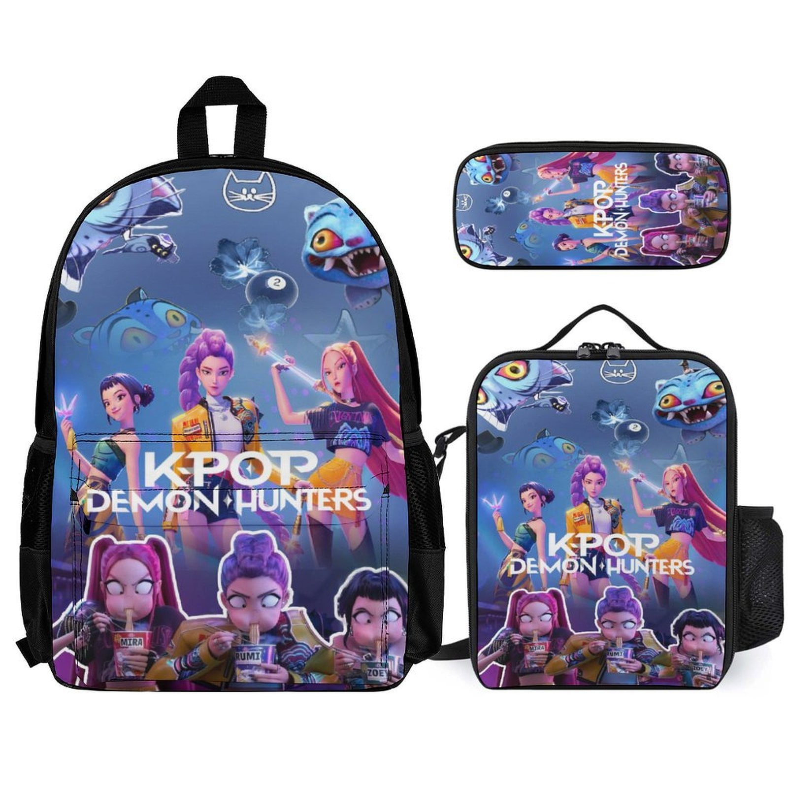 Kpo-p Demon Hun-ter Backpack Set Cartoon Travel Backpack with Lunch Box ...