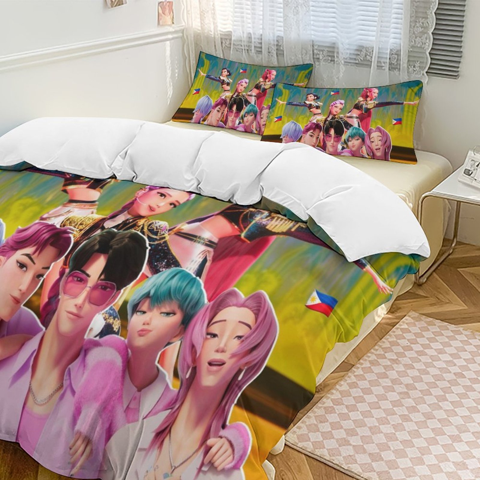 Kpo-p, Demon Hun-te Bed Duvet Cover Cartoon Bedding Sets 3D Lightweight ...