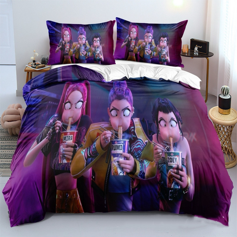 Kpo-p Demon Hun-ter Bed Duvet Cover Cartoon Bedding Sets 3D Lightweight ...