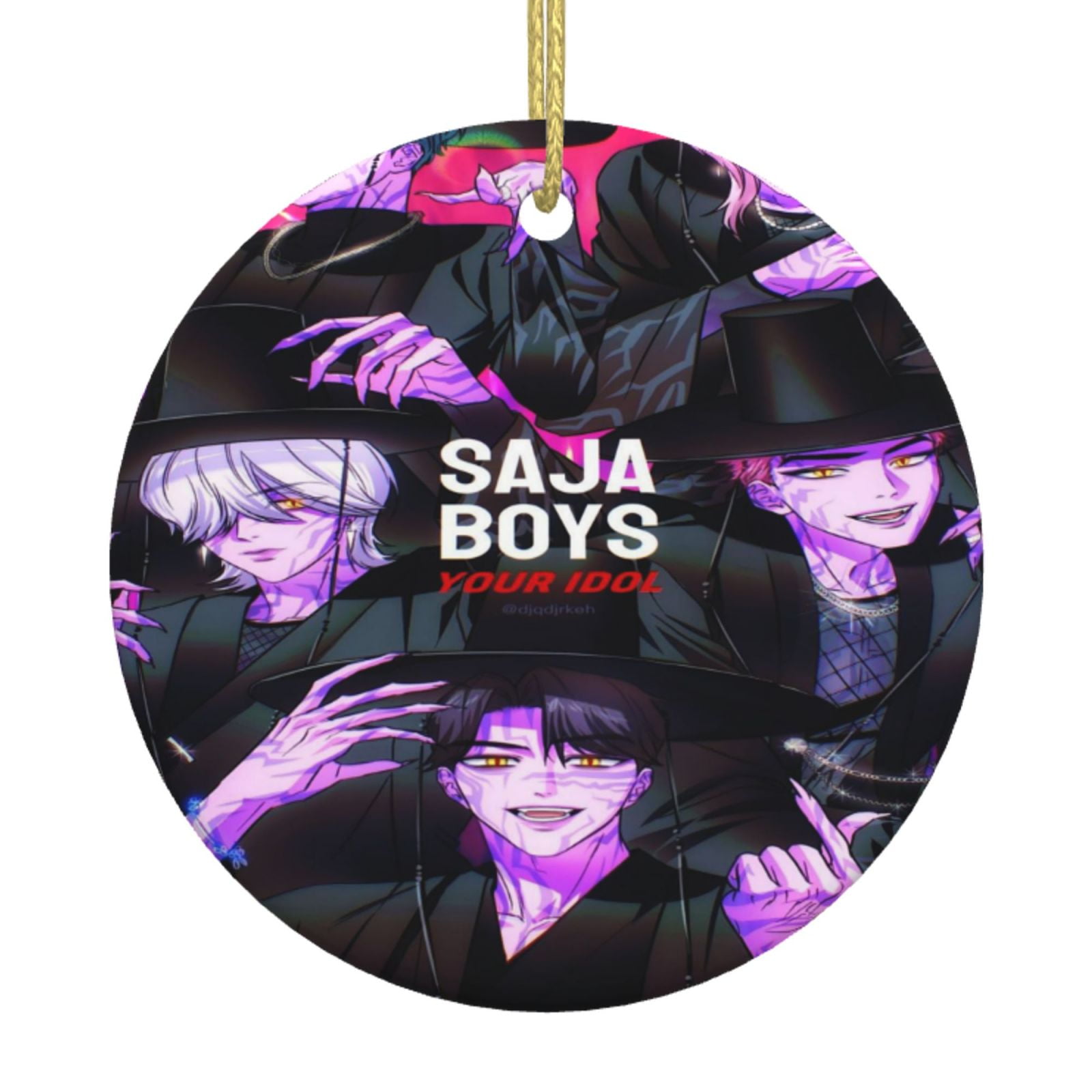 Kpo-p Demon Hun-ter Christmas Ceramic Pendant Round Holiday Decoration ...