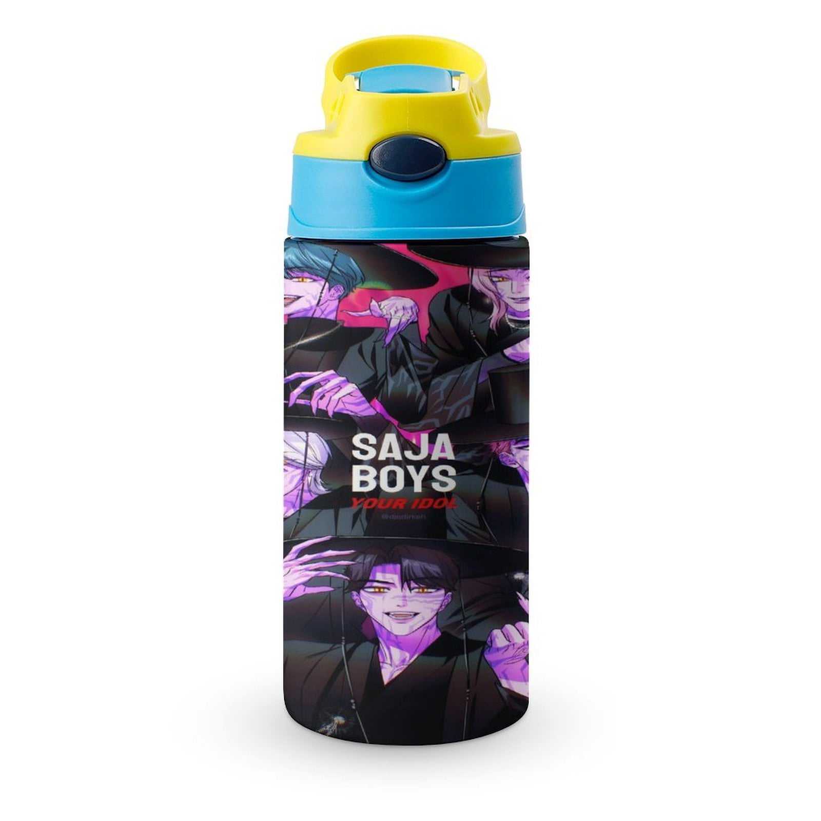 Kpo-p Demon Hun-ter Kids Water Bottle with Straw Lid 12oz Stainless ...