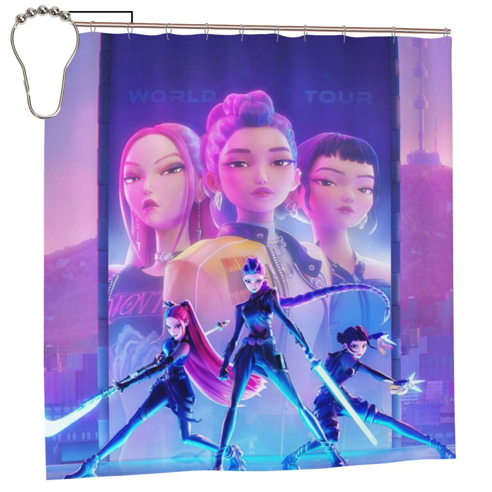 Kpo-p Demon Hun-ter Shower Curtain Bathroom Curtain Sets with 12 Hooks ...