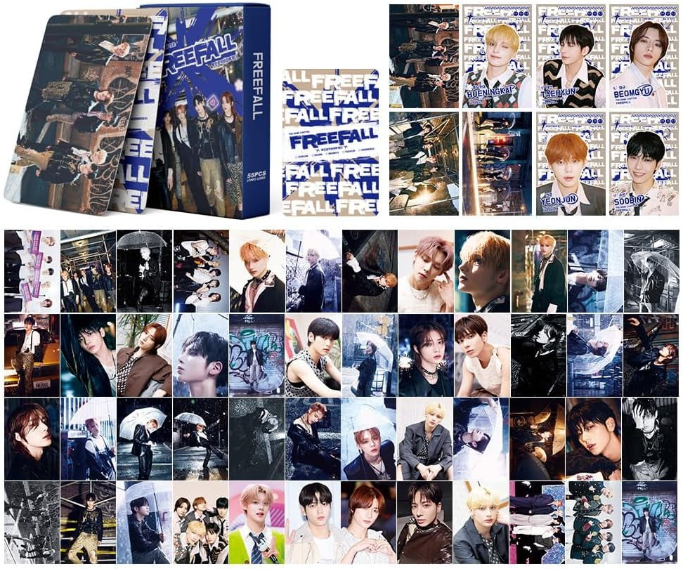 Kpop 55pcs TXT Photocards TXT FREEFALL New Album Cards TXT Mini Lomo ...