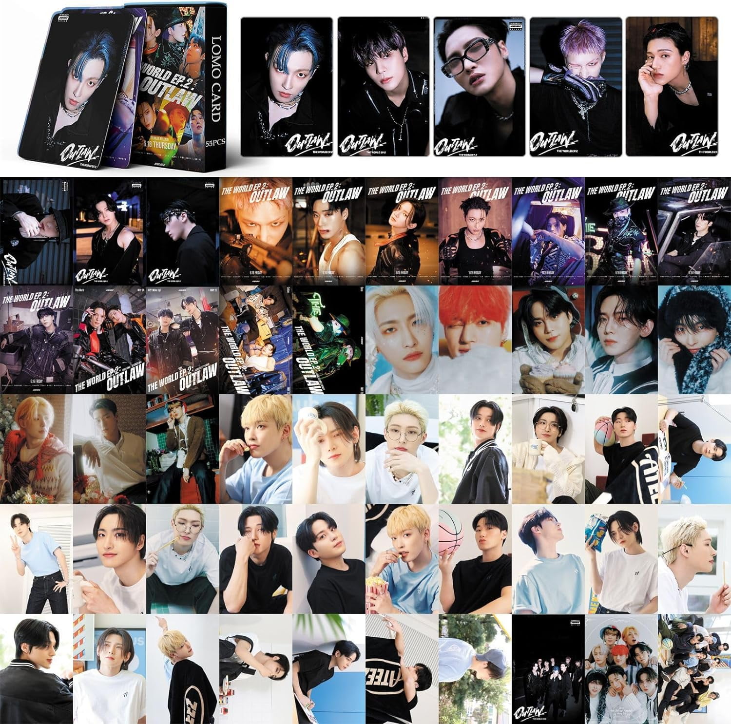 Kpop ATEEZ 55pcs Ateez Group Lomo Cards ATEEZ THE WORLD EP.2: OUTLAW New Album ATEEZ Postcards ...