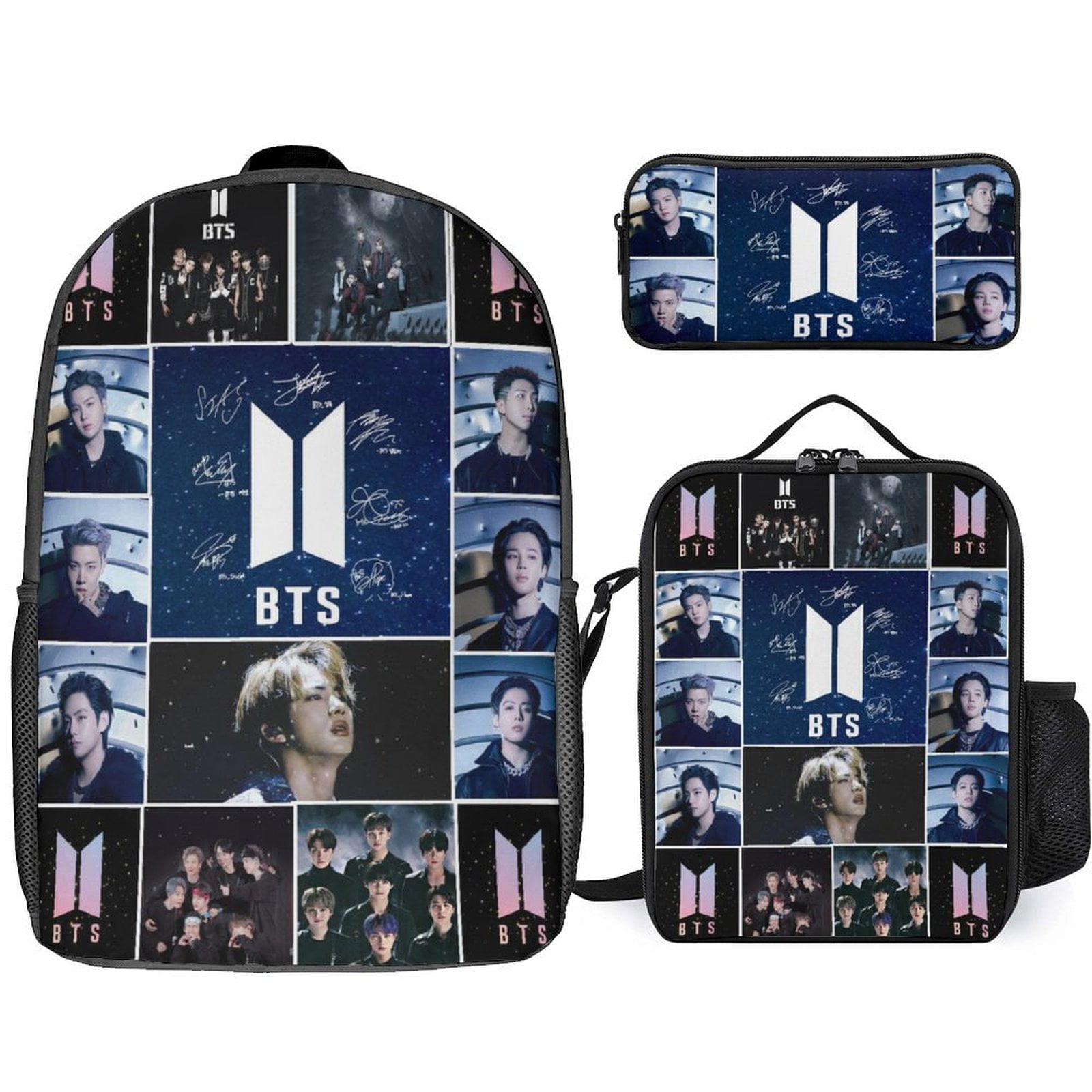 Kpop BTS 3 Piece Backpack Set with Lunch Bag Pencil Case, High Capacity ...