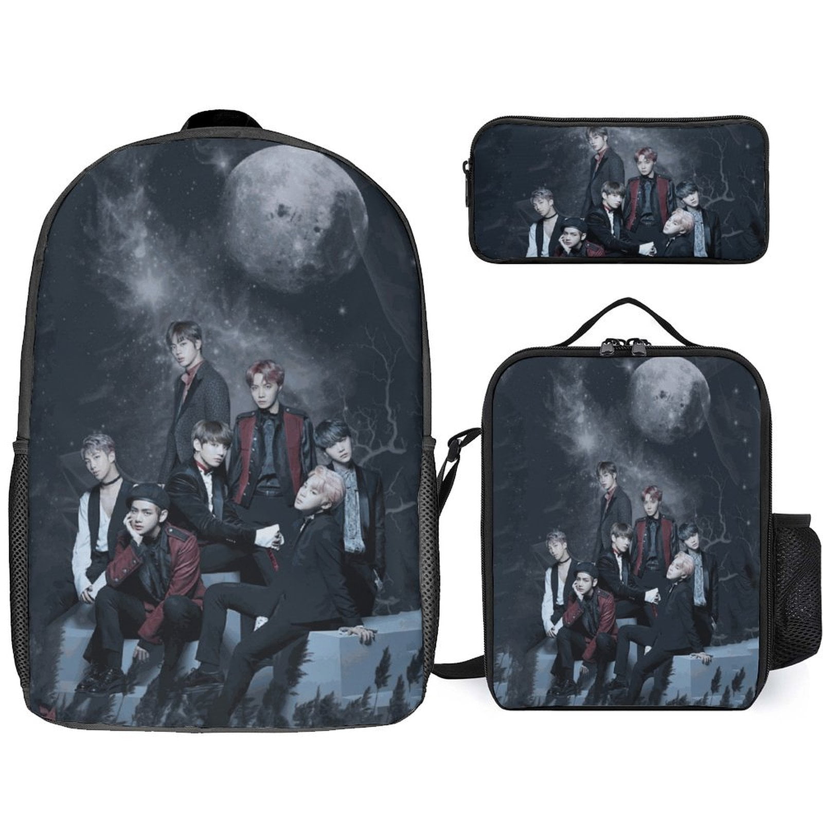 Kpop BTS 3 Piece Backpack Set with Lunch Bag Pencil Case, High Capacity ...