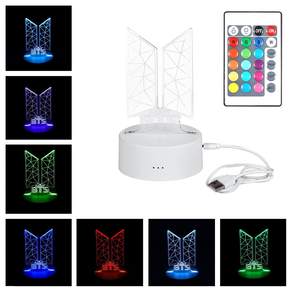 BTS Kpop Bangtan Boys LED Acrylic Desk Lamp, 16 Colors with Remote ...