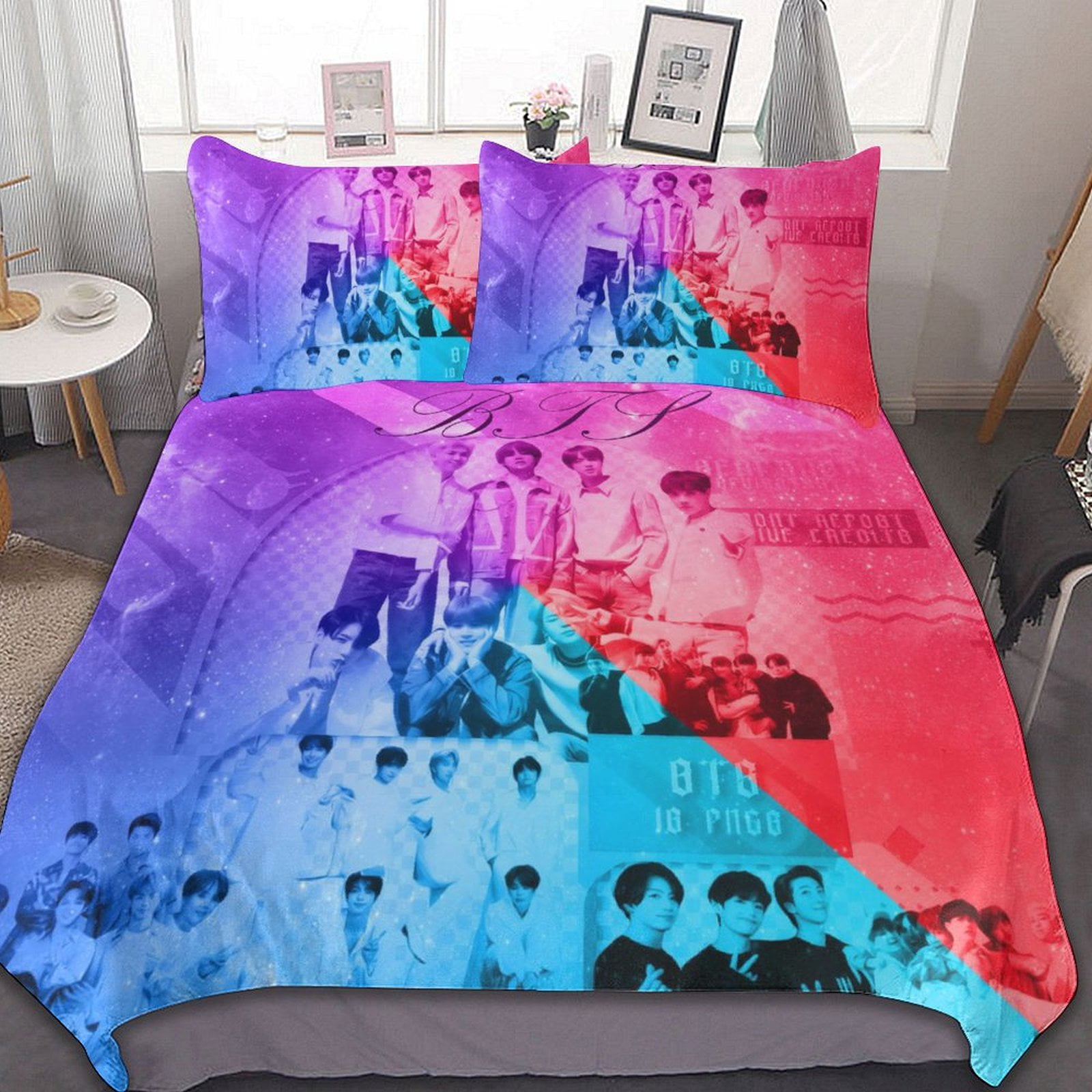 Kpop BTS Bed Duvet Cover Microfiber Bedding Sets 3D Printed Lightweight ...