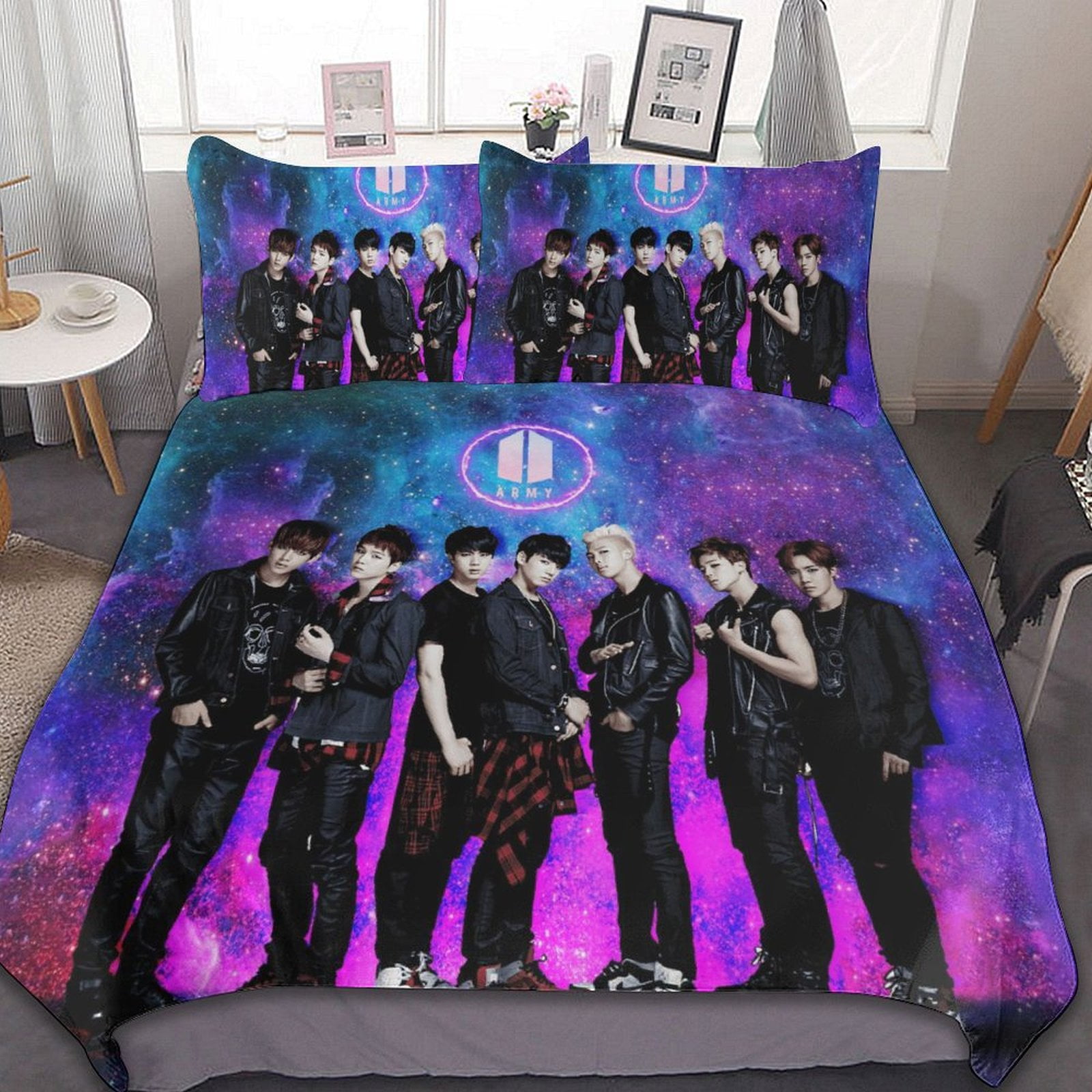 Kpop BTS Bed Duvet Cover Microfiber Bedding Sets 3D Printed Lightweight 3 Piece Comforter Sets ...