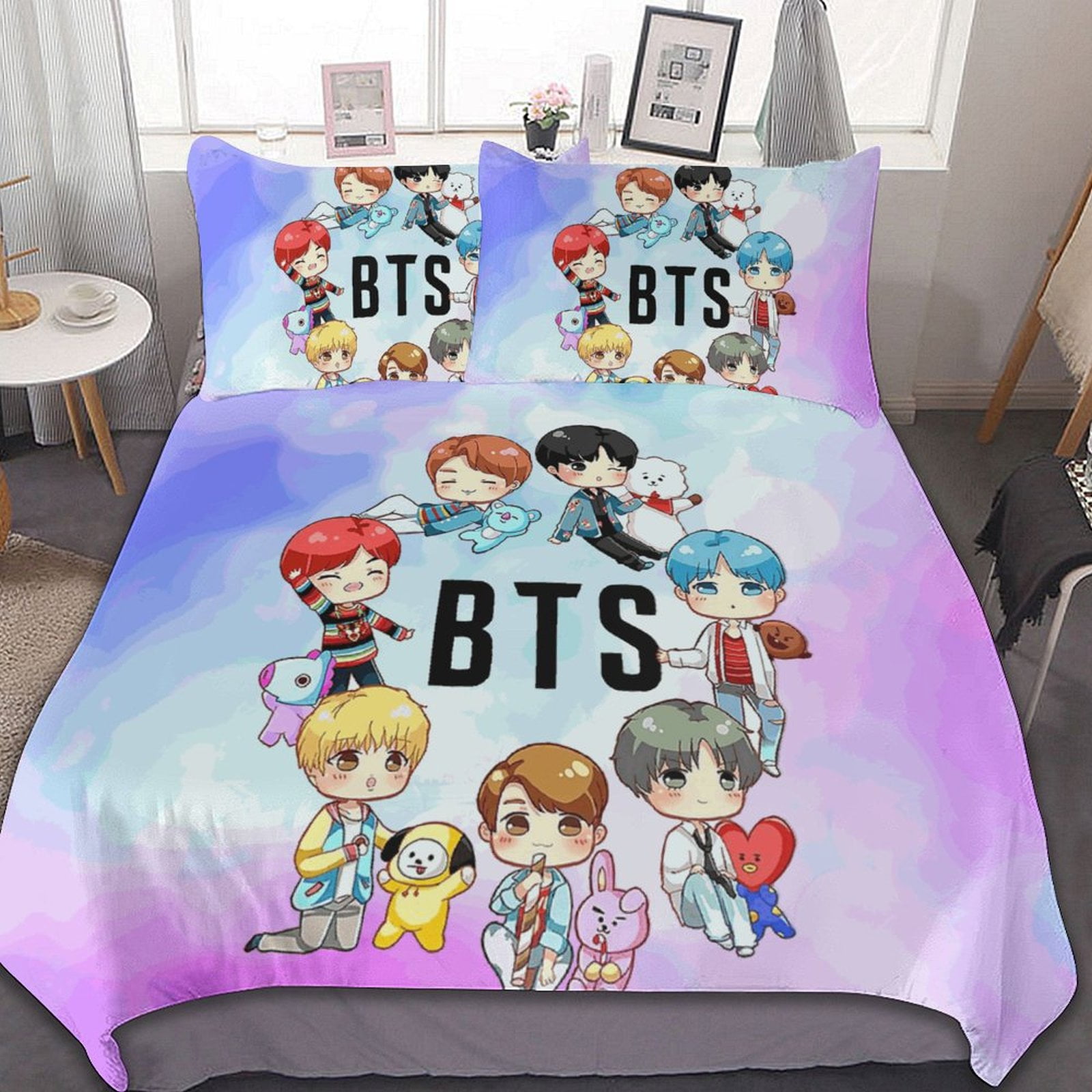 Kpop BTS Bed Duvet Cover Microfiber Bedding Sets 3D Printed Lightweight ...