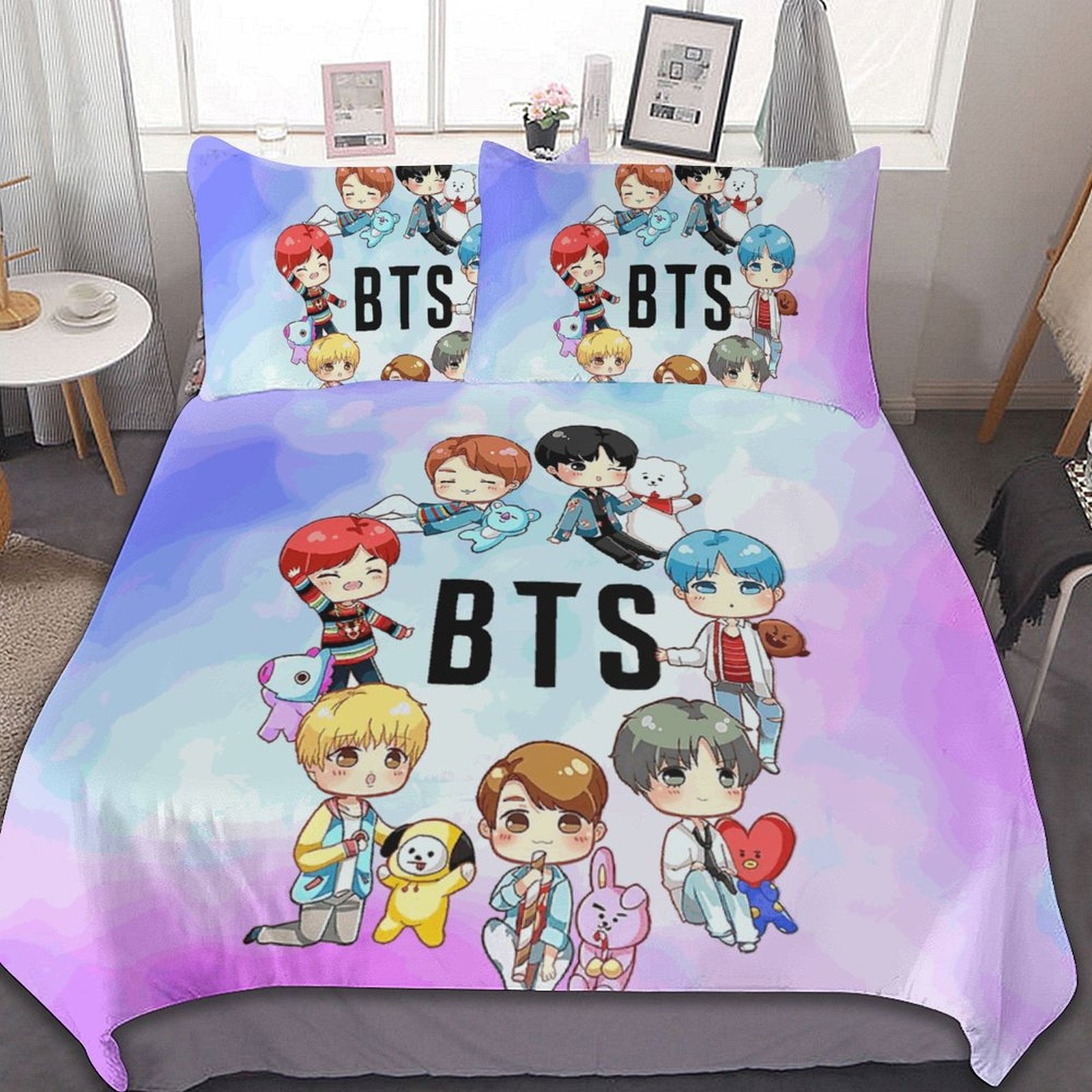 Kpop BTS Bed Duvet Cover Microfiber Bedding Sets 3D Printed Lightweight ...