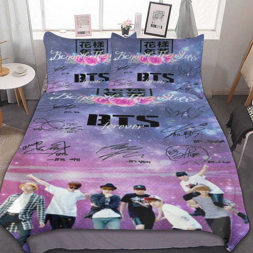 Kpop BTS Bedding Sets 3 Pieces, Warm Soft Duvet Cover Set for Fans Kids Teens, Girls Room Decor ...