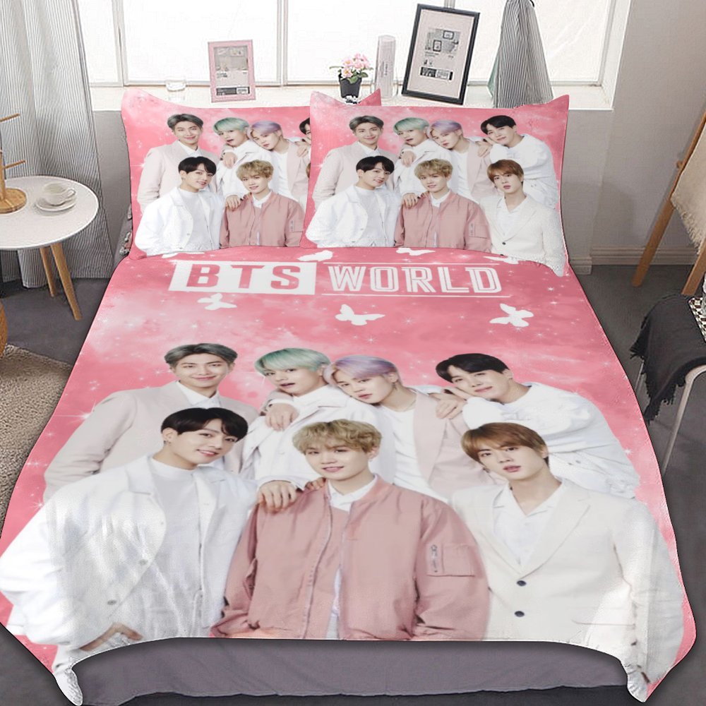 Kpop BTS Duvet Cove Bedding Set 3D Print Bedding Comforter Cover Duvet Cover & 2 Pillowcases 102 ...