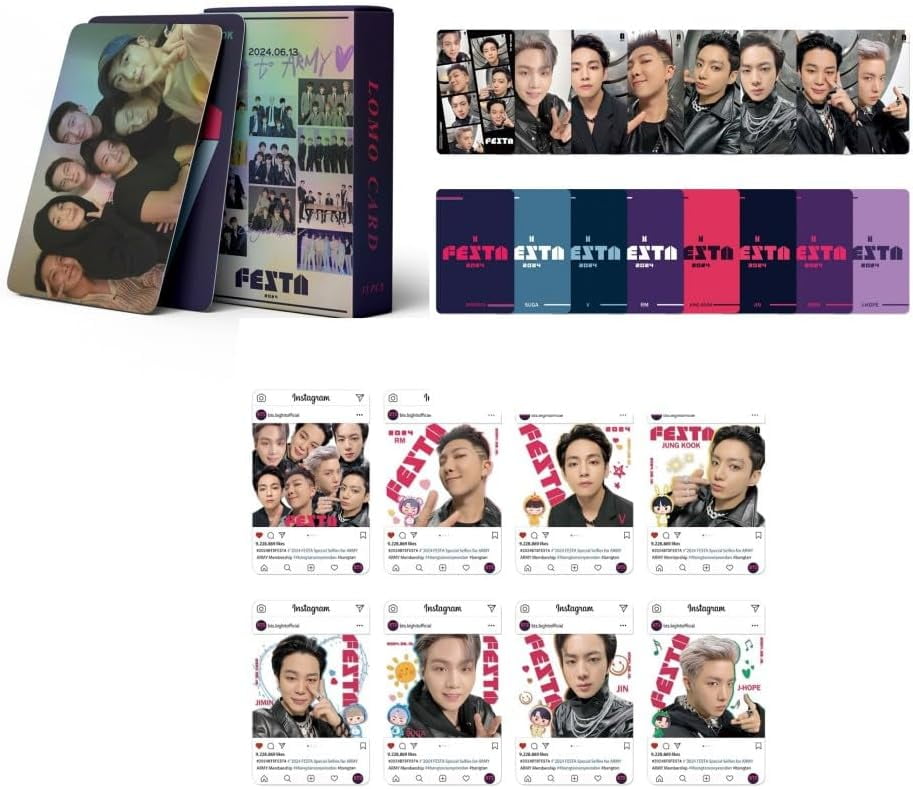 Kpop BTS Festa 2024 Photocards Lomo Card Laser Version INS Transparent ...