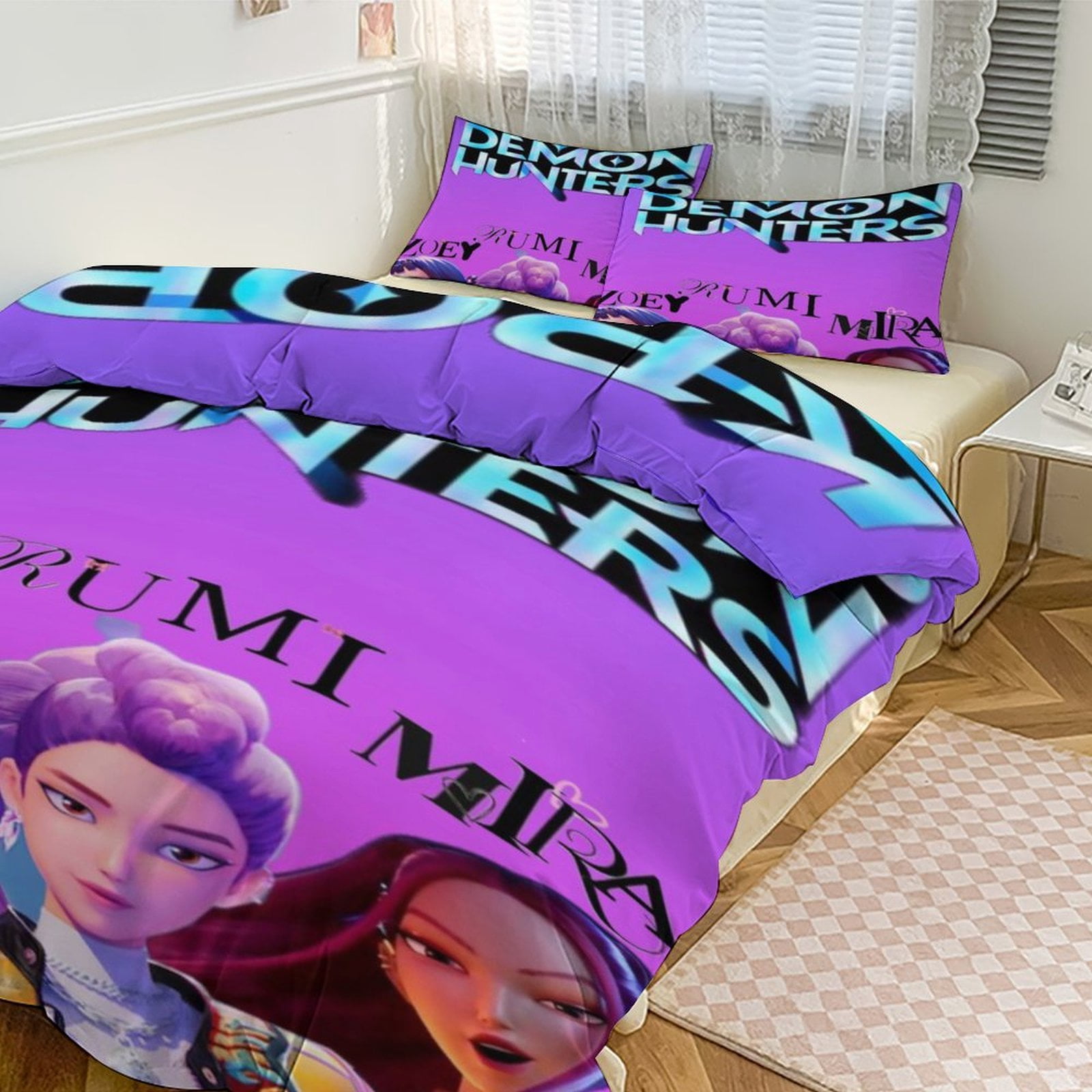 Kpop Bedding 3 Set Vibrant Full-Color Anime Design with Cars Perfect ...