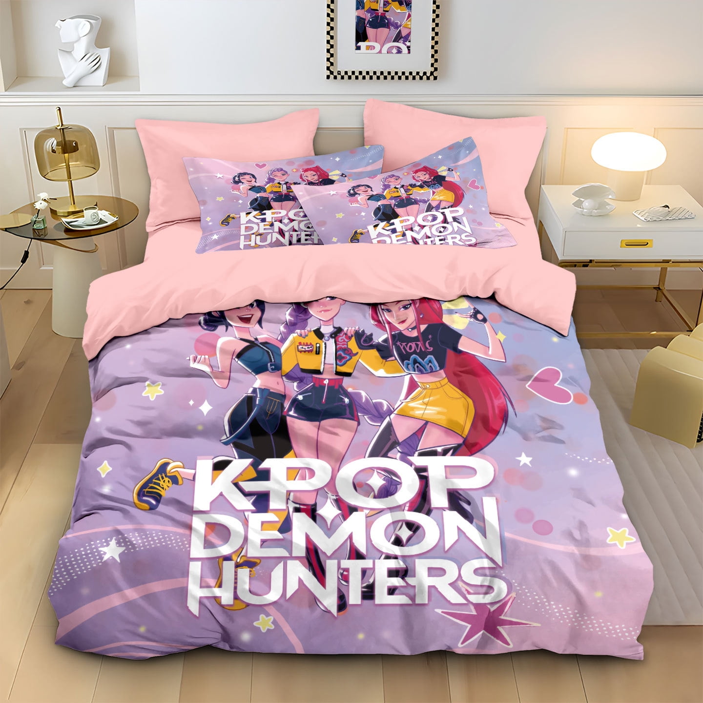 Kpop Bedding 3 Set Vibrant Full-Color Anime Design with Cars Perfect ...