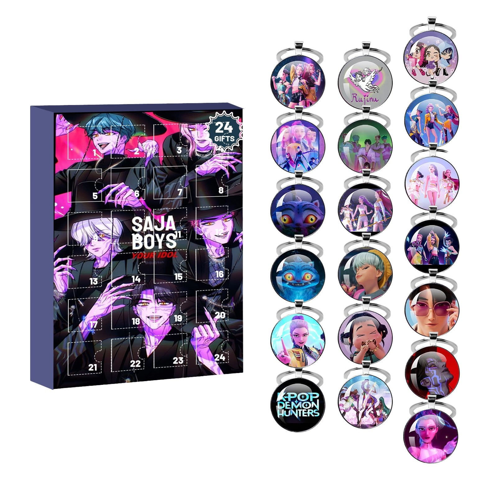 Kpop Demon Hunter,24Pc 3D Keychain Countdown Hunter Blind Box - Walmart.com