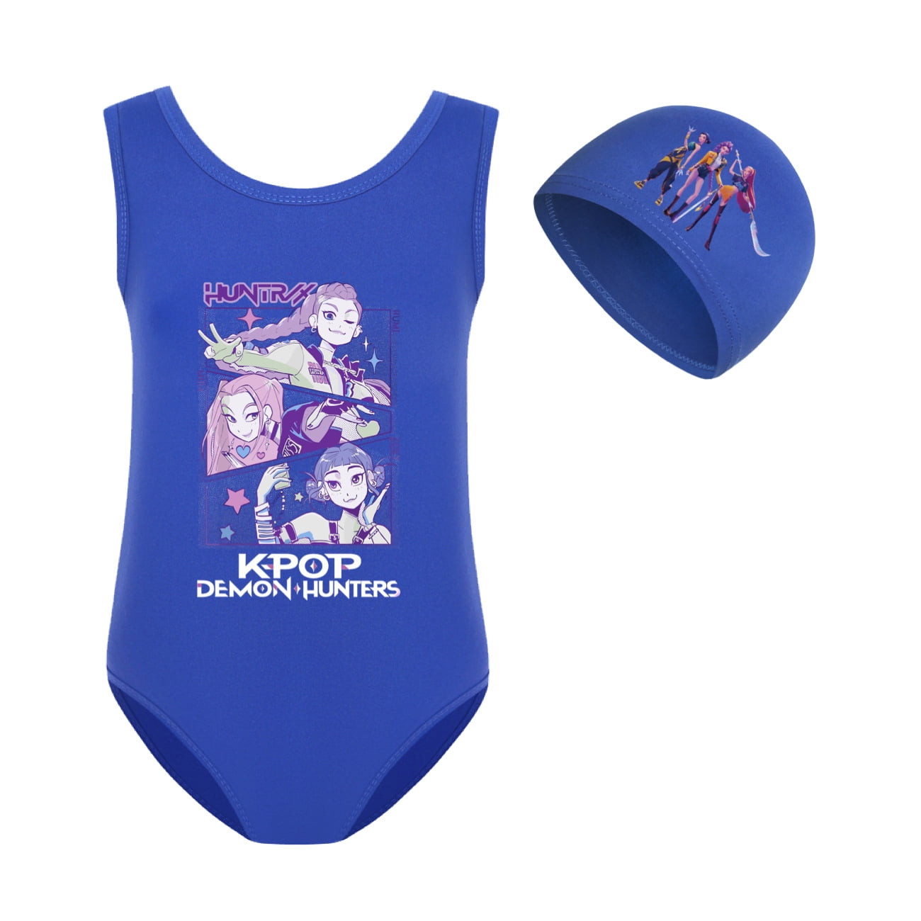 Kpop Demon Hunter Girls One-Piece Swimsuit and Swim Cap Set 4894 ...