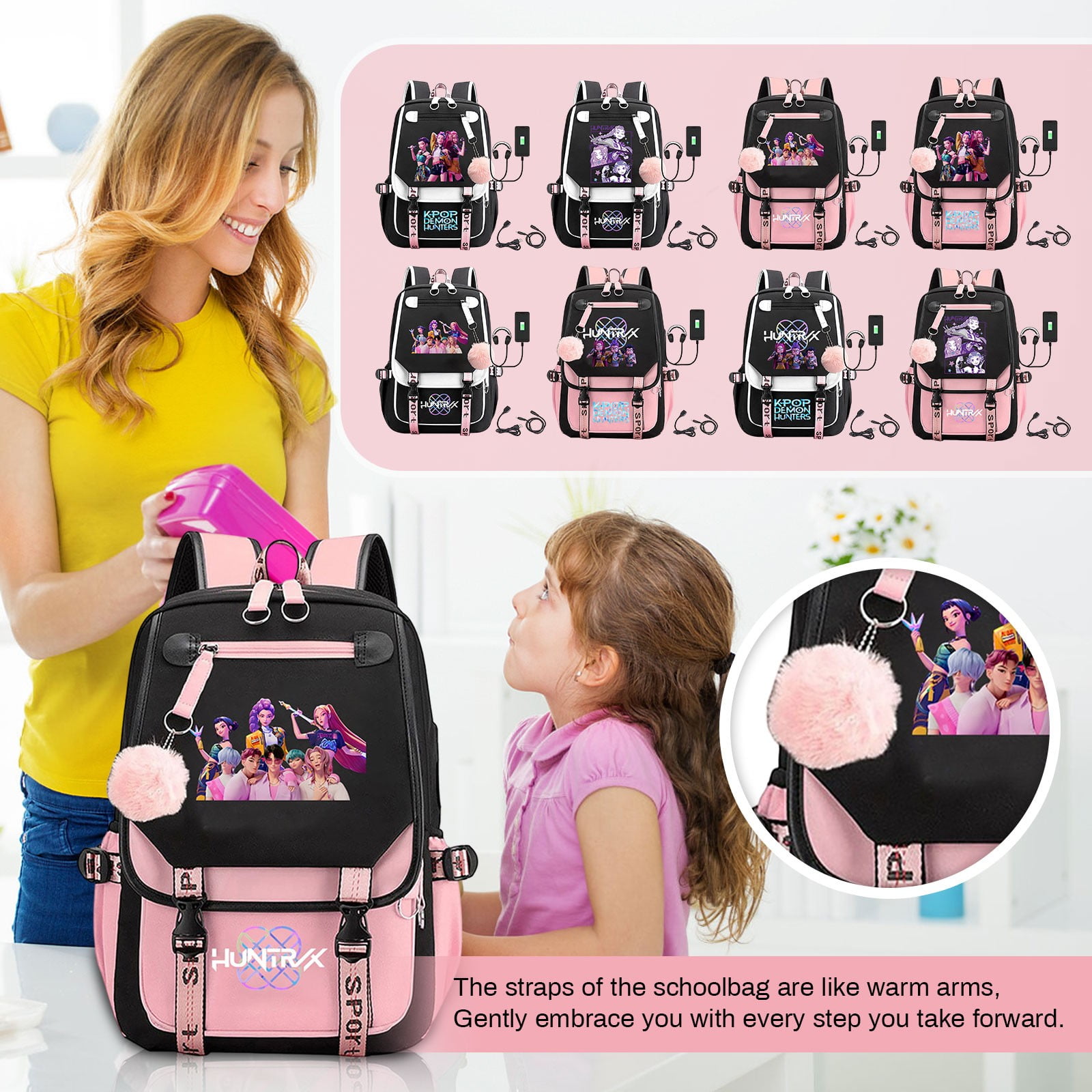 Kpop Demon Hunters Backpack, 11"x 19" Study Supplies, Kpop Demon ...