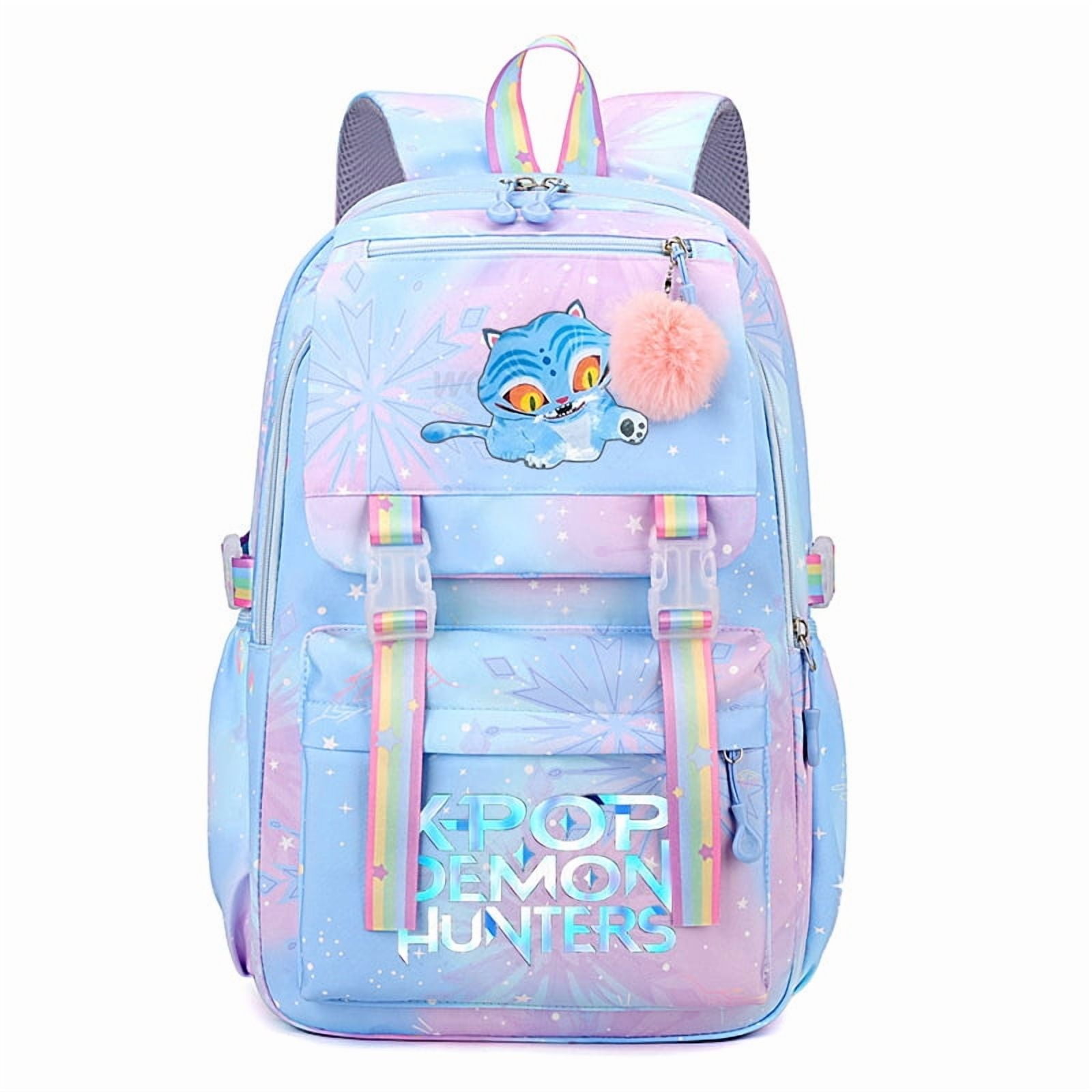 Kpop Demon Hunters Backpack, 17" Rainbow Shoulders School Bags ...