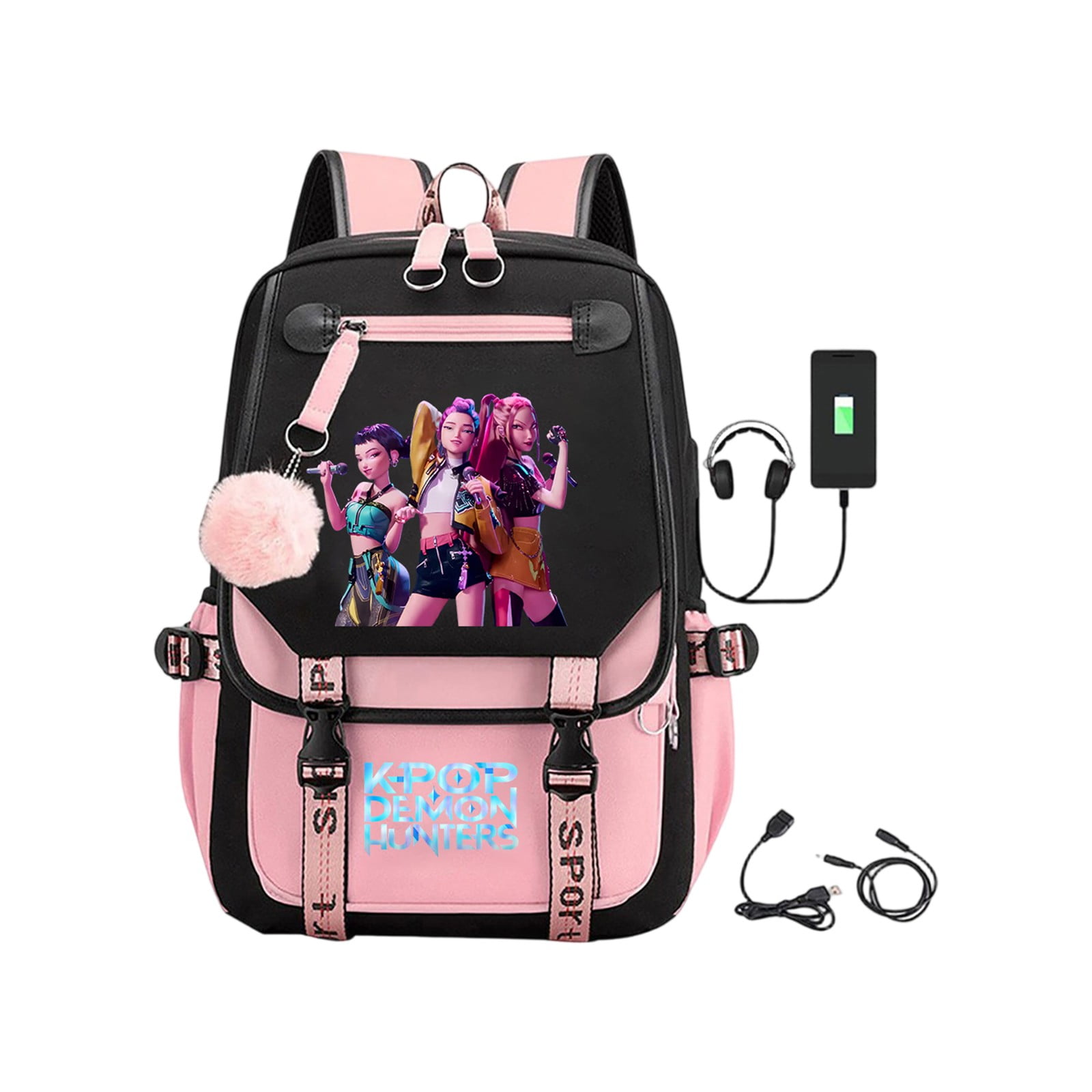 Kpop Demon Hunters Backpack for Students, 18" K-pop Demon Hunters Movie ...