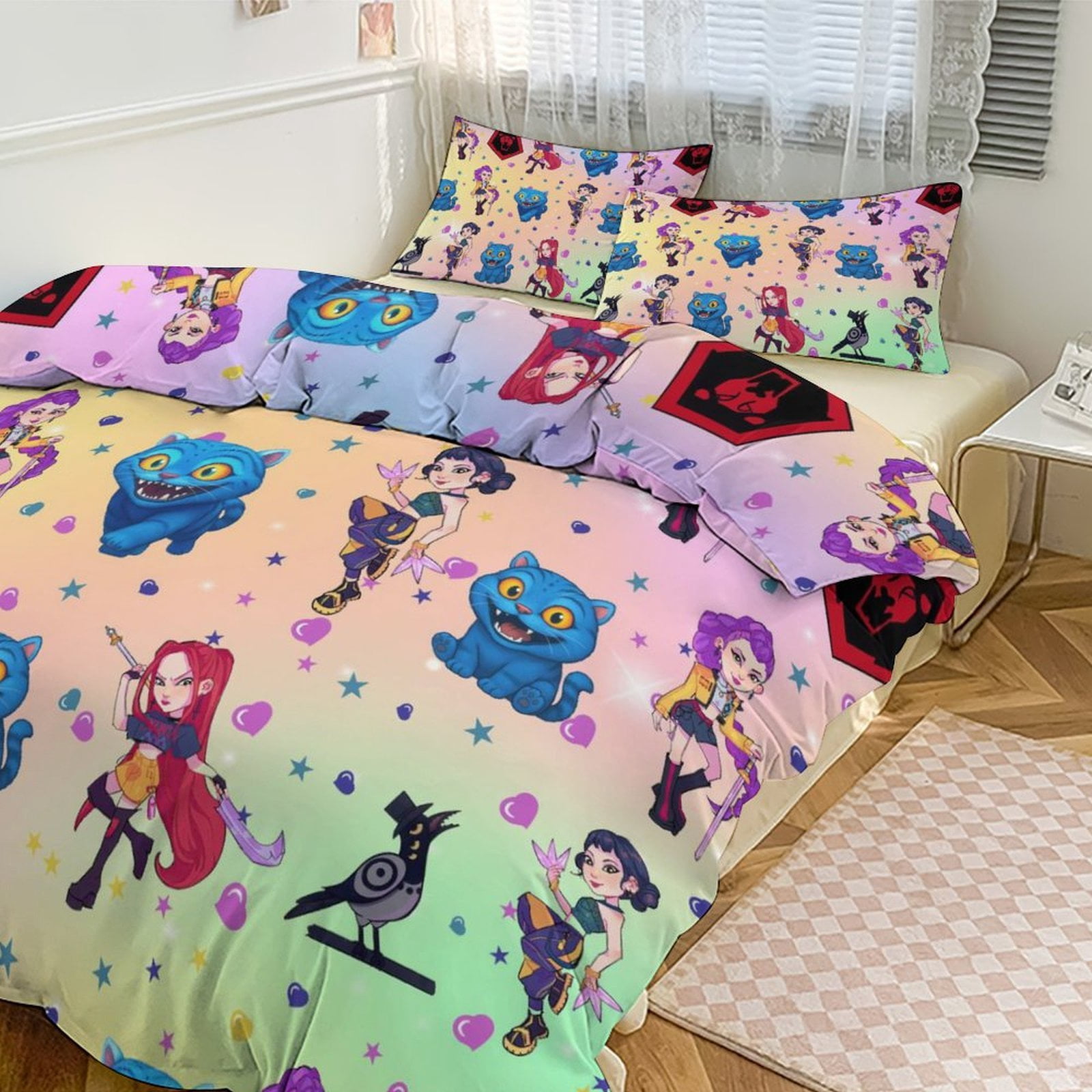 Kpop Demon Hunters Bed Duvet Cover Anime Bedding Sets Lightweight 3 ...