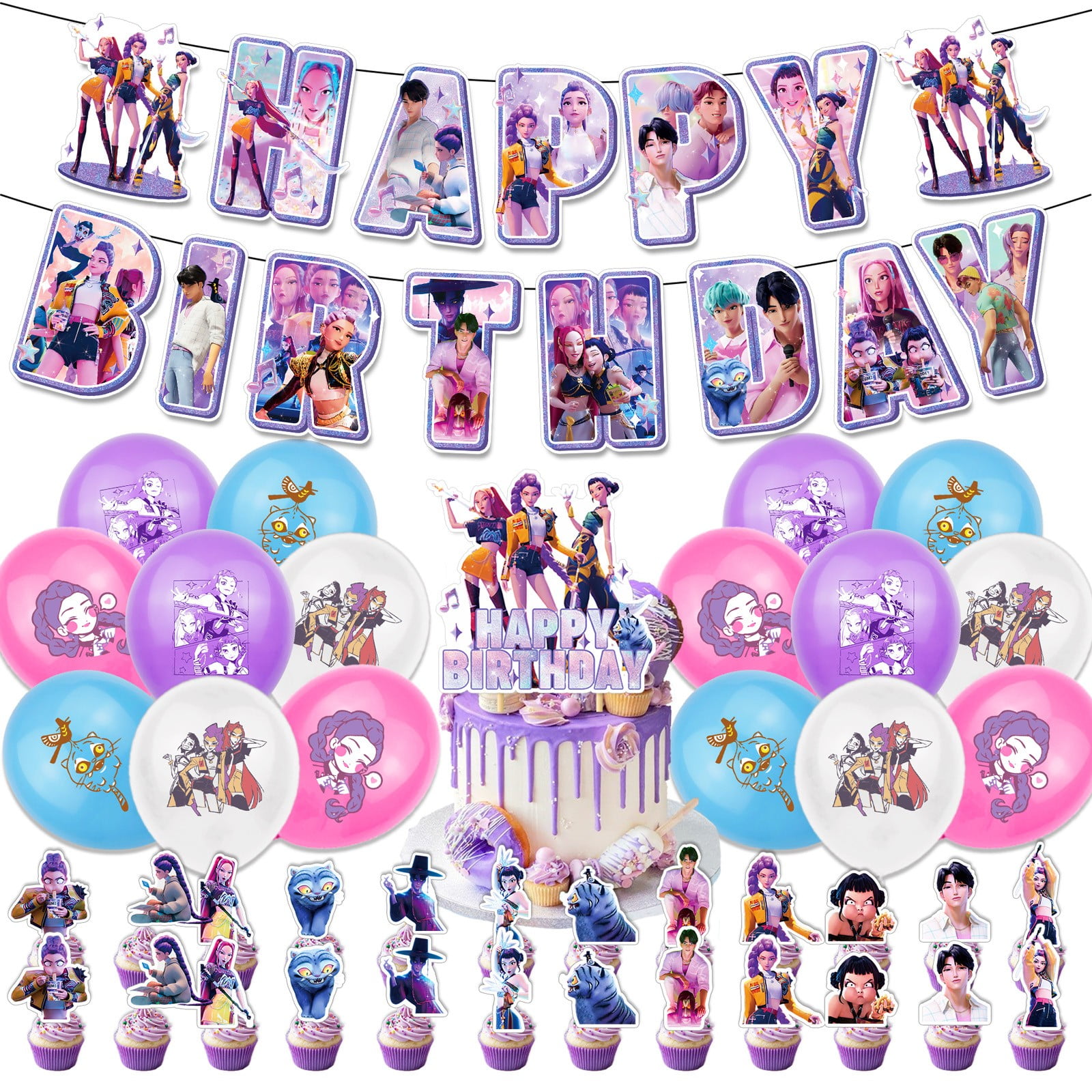 Kpop Demon Hunters Cake Topper Kpop Birthday Decoration Huntrix Rumi ...